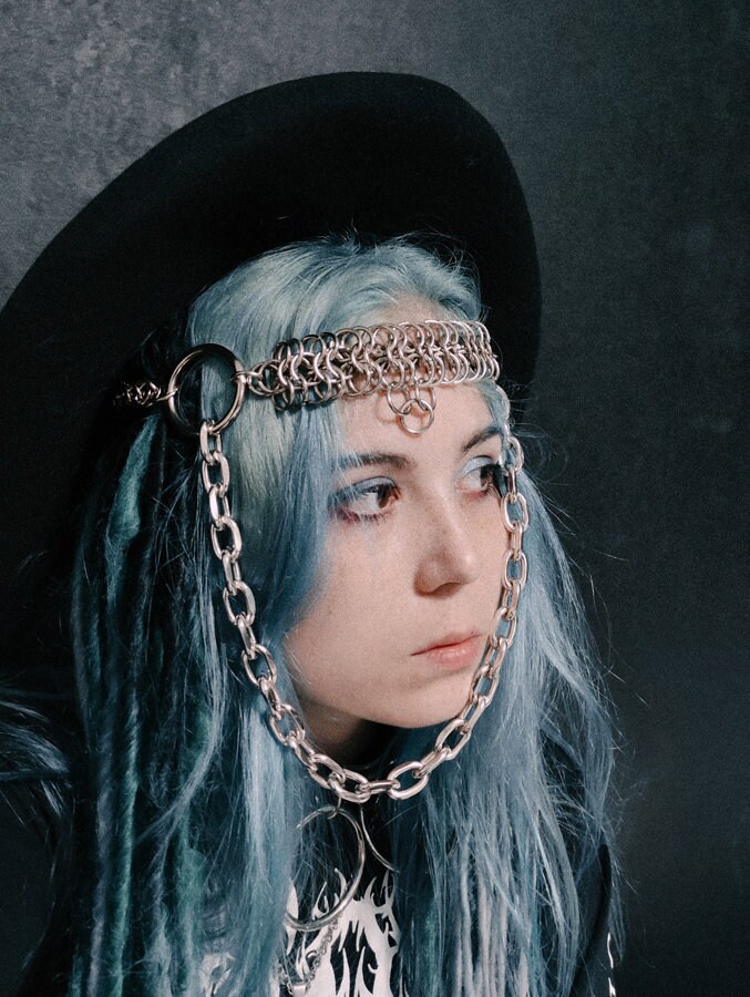 Black Felt Fedora Hat With Chainmail Hatband for Hat Gothic - Etsy