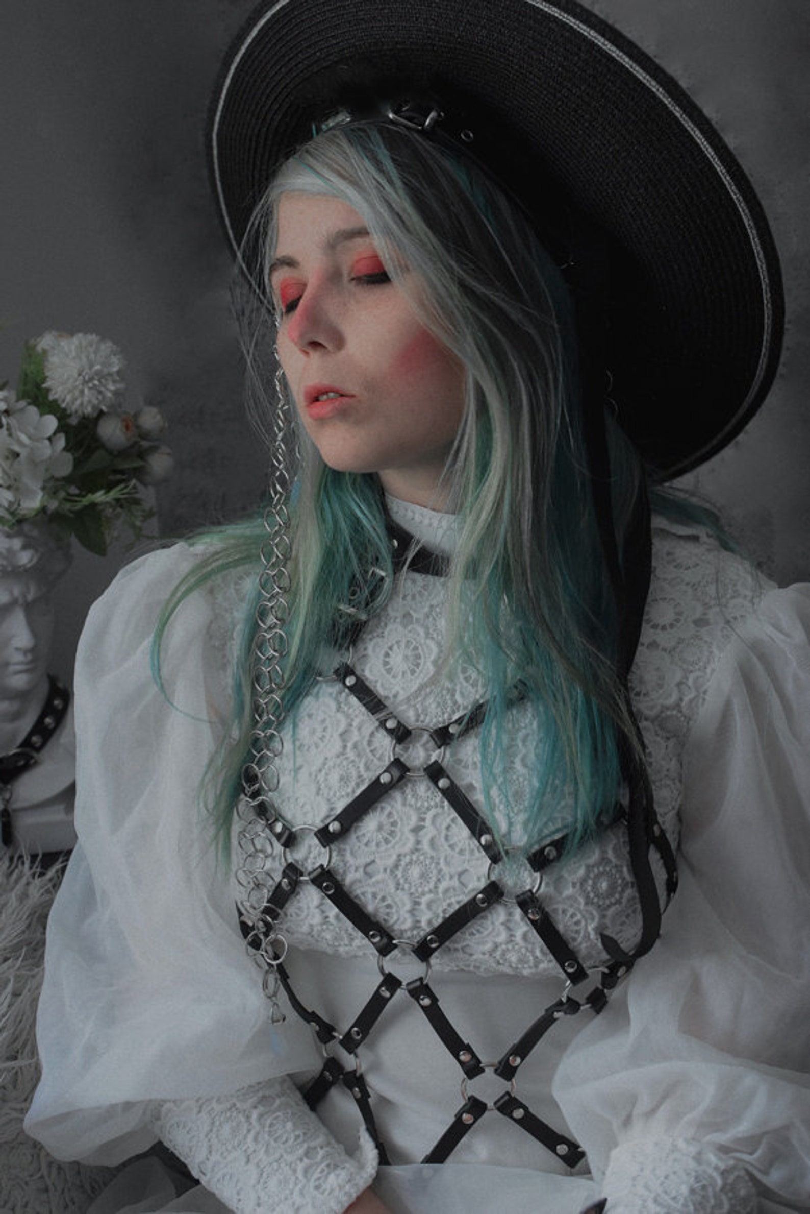 Leather Cage With Rings Body Armor Harness Fish Net Harness - Etsy