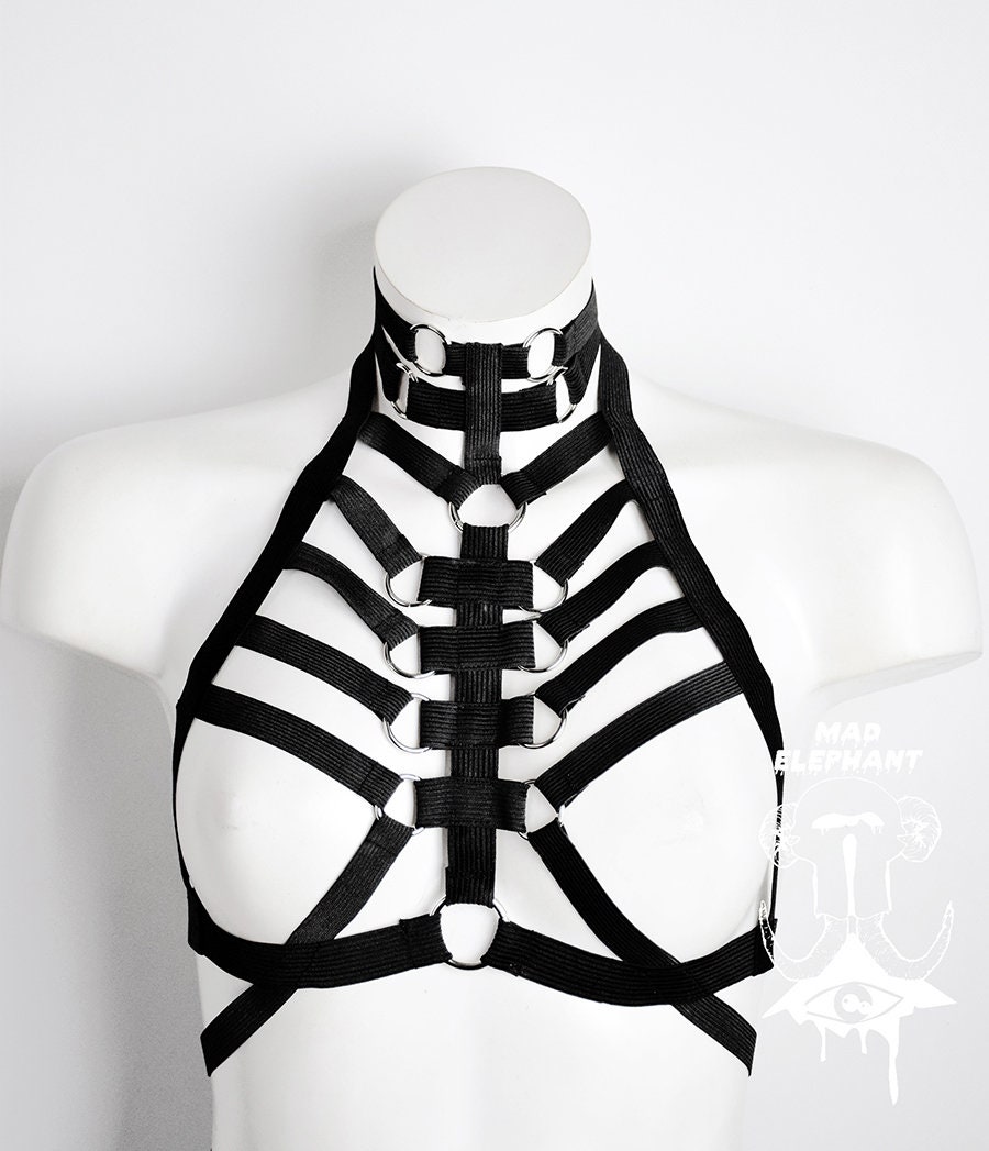 Two Piece Lingerie Set Elastic Harness Bra Thong Harness - Etsy