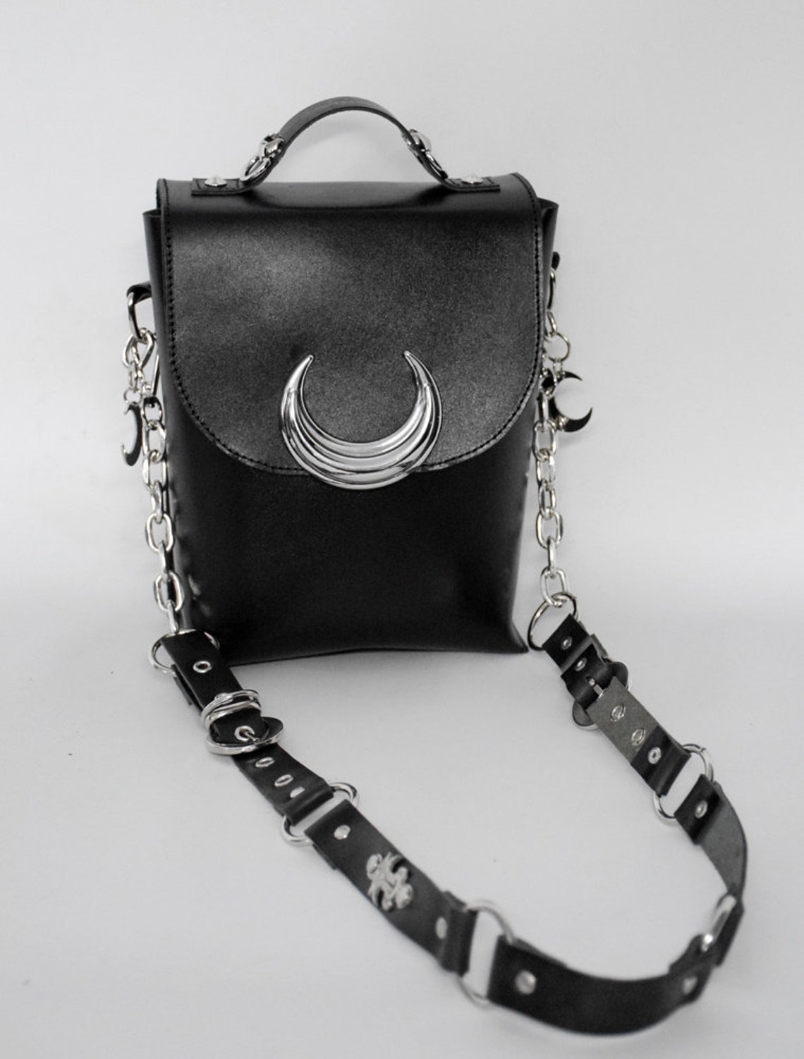 Leather Top Handle Bag With Moon Symbol Lunar Sign Handbag - Etsy