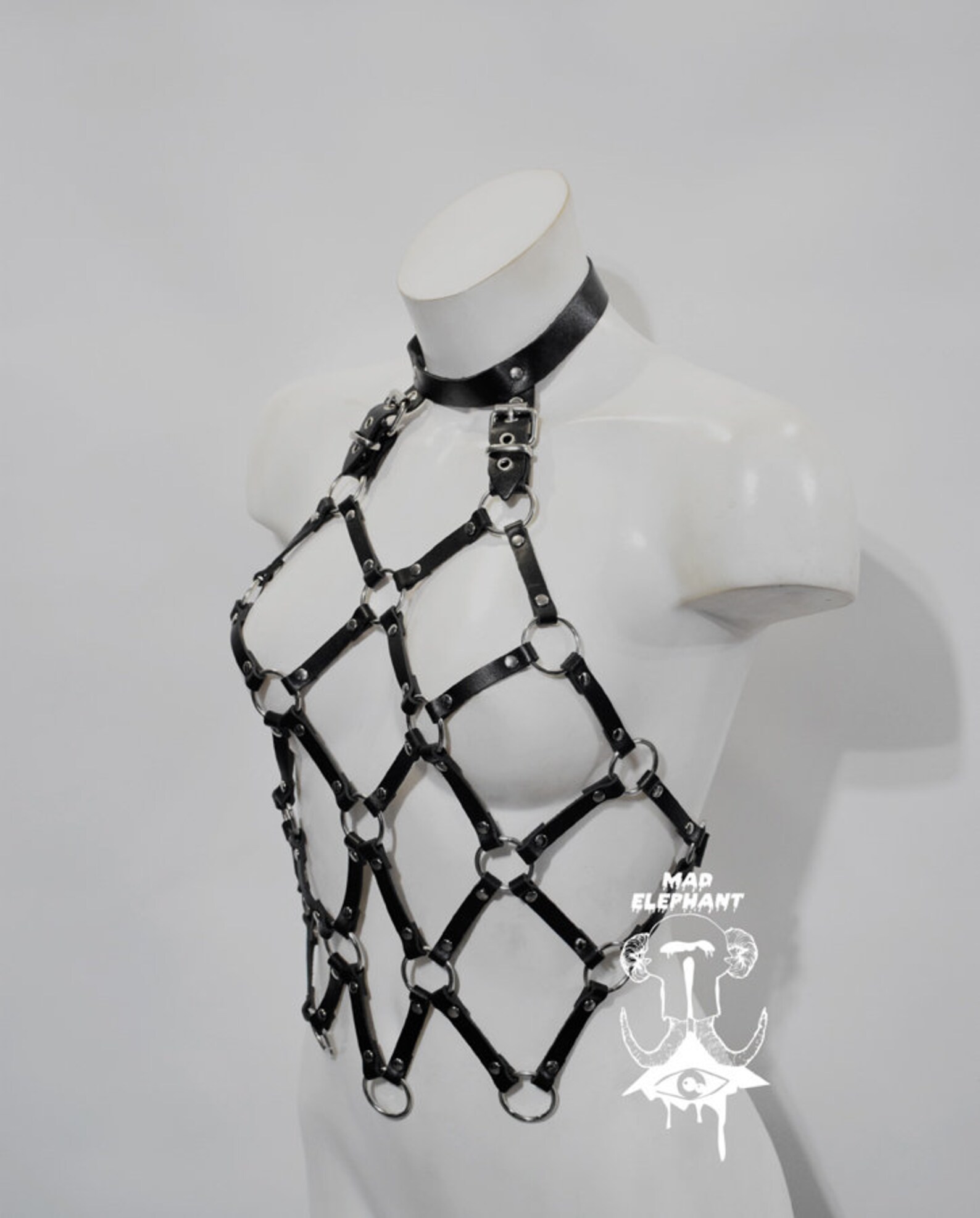 Leather Cage With Rings Body Armor Harness Fish Net Harness - Etsy