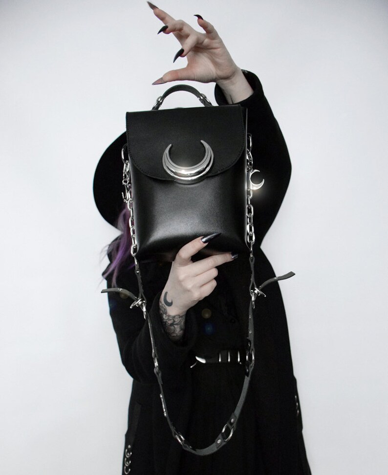 Leather Top Handle Bag With Moon Symbol Lunar Sign Handbag - Etsy