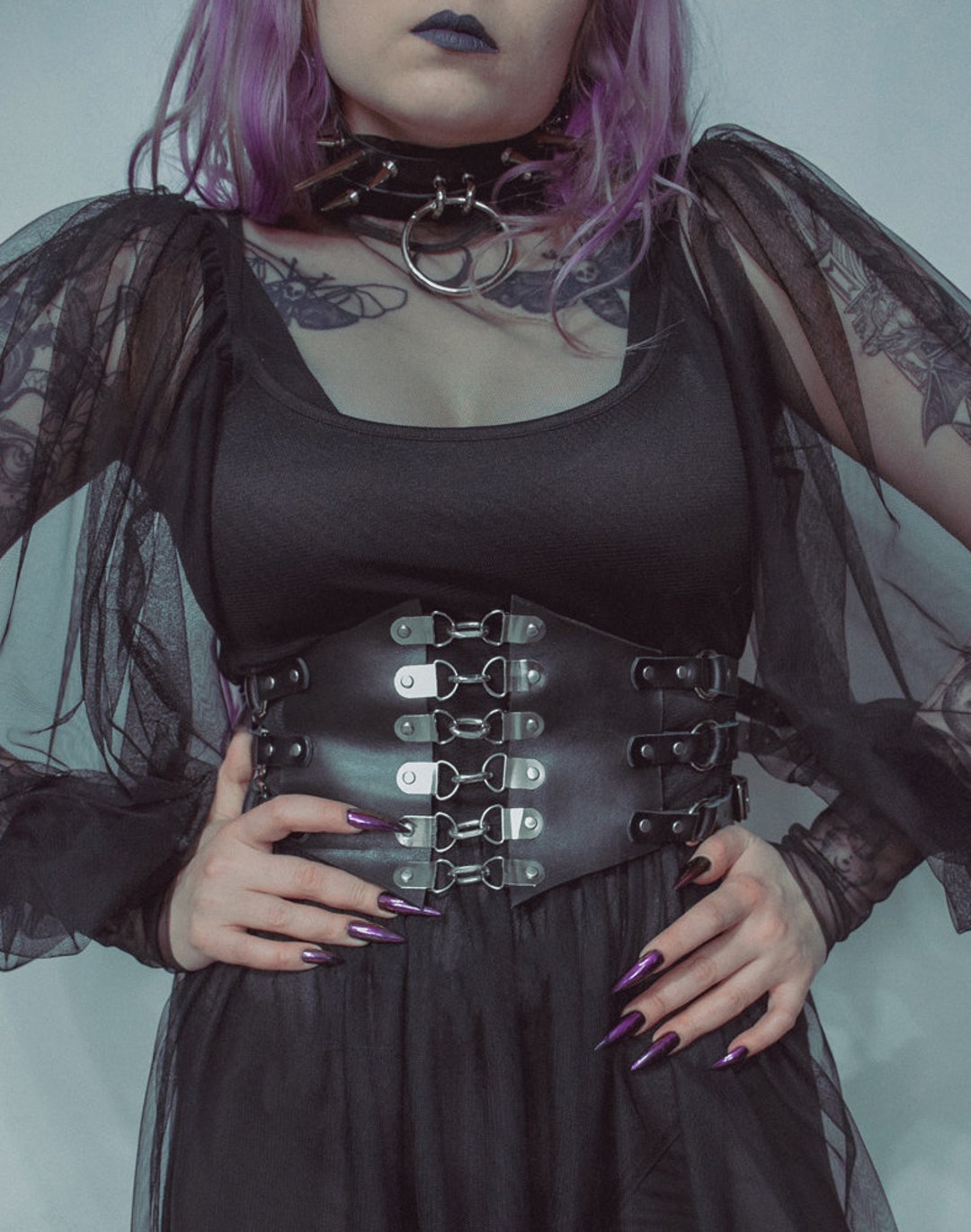 Gothic Leather Corset Belt With Buckles, Corset Waist Harness, Corsage ...