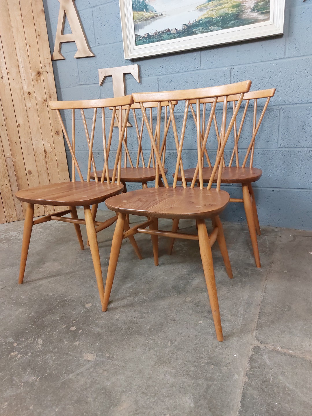 Set of 4 Ercol Candlestick Dining Chair in Excellent Condition - Etsy