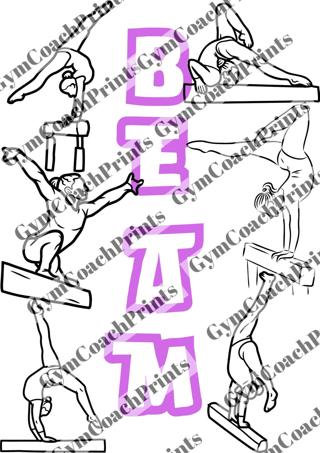 Gymnastics Beam Event Colouring Page - Etsy