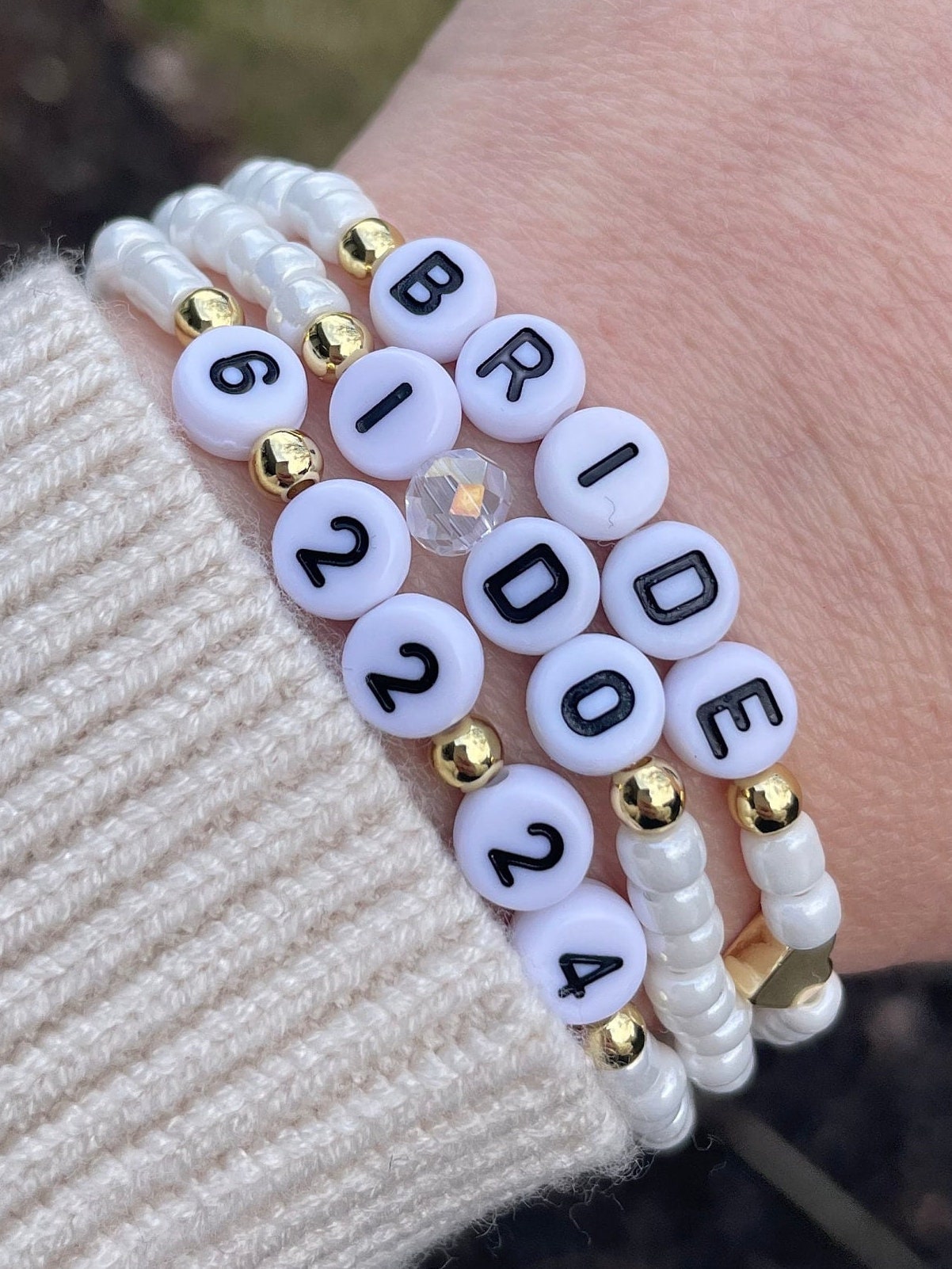 Bride Bracelet Set With Wedding Date and Special I Do Bracelet. - Etsy