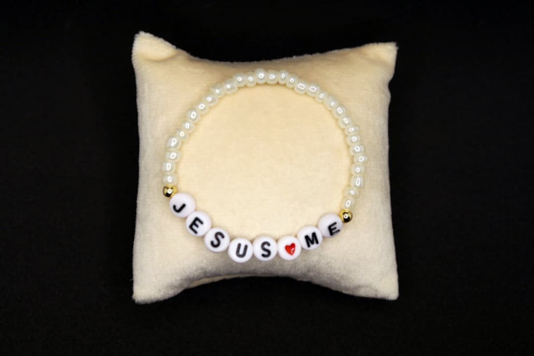 Jesus Loves Me Bracelet 14k Gold Plated Beads Religious Gift Faith ...