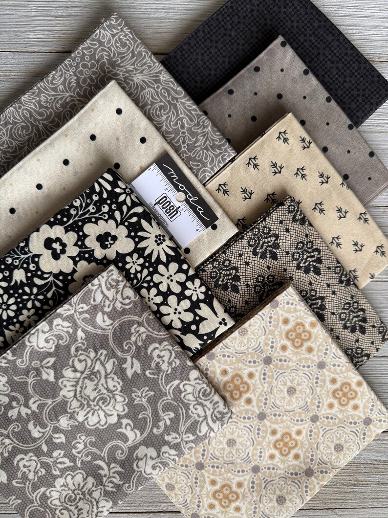 Fat Quarter 9 Piece Fabric Bundle - Moda Fabrics Basic Grey - Posh - Etsy