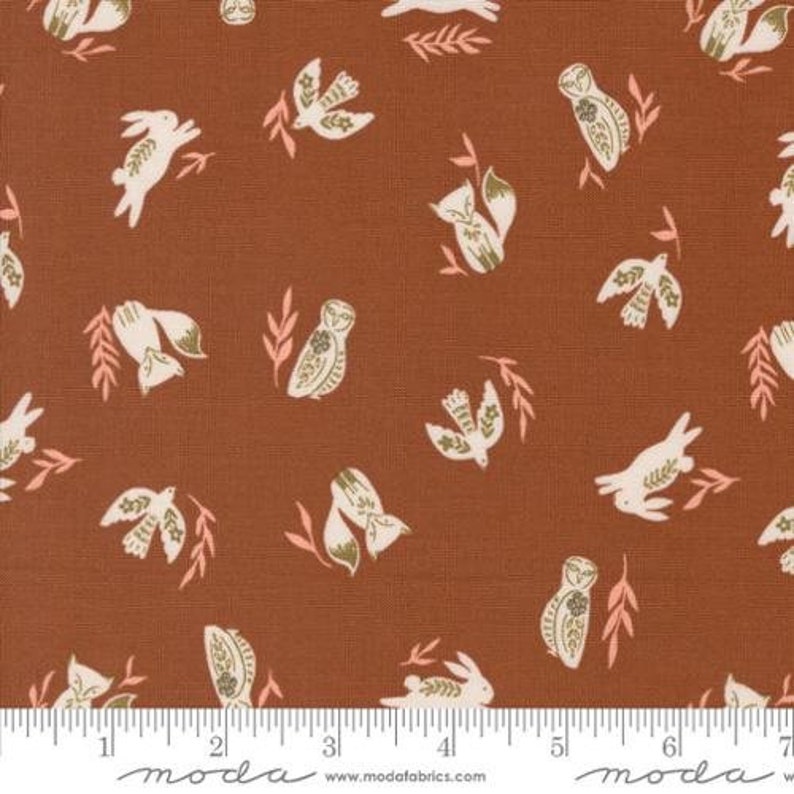 Fabric by HALF YARD Folk & Lore 45603-15 Fable Friends Rust by Fancy ...