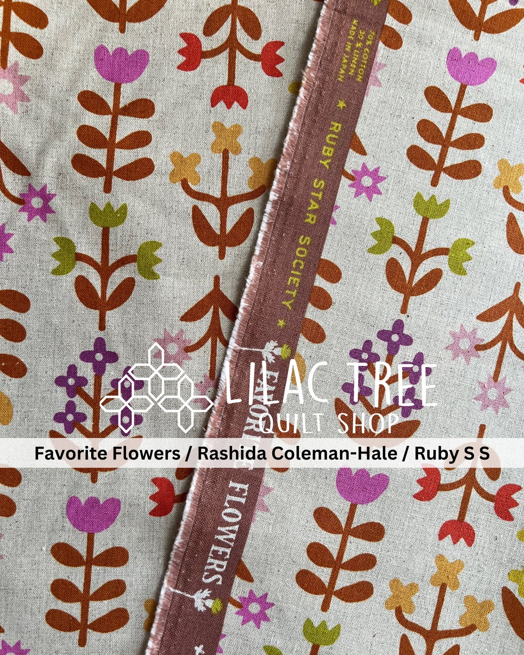 CANVAS Fabric by HALF YARD Favorite Flowers Canvas Natural RS5151 12L ...