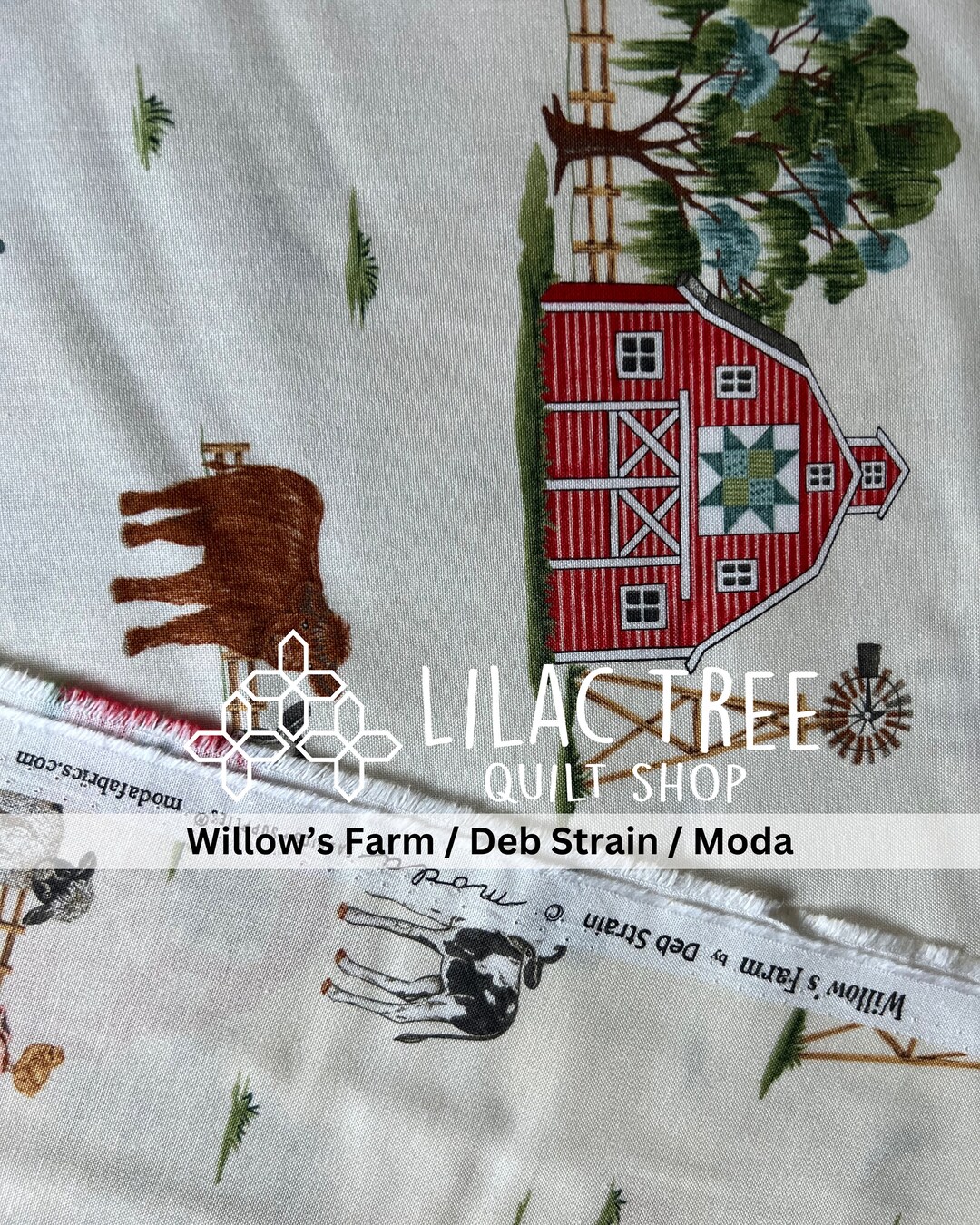 Fabric by HALF YARD Willows Farm Cloud 56100-11 by Deb Strain for Moda ...