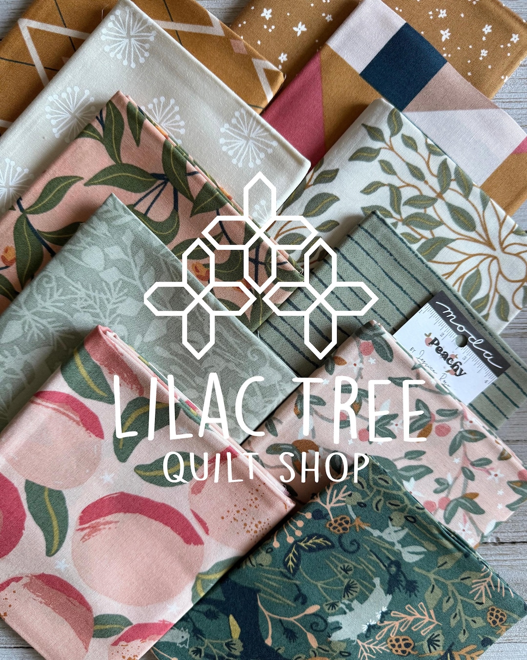 Fat Quarter 11 Piece Fabric Bundle - Moda Fabrics Jessica Rose - Peachy ...
