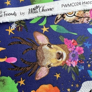Fabric by HALF YARD Mia Charro Magic Friends Happy Friends Violet ...