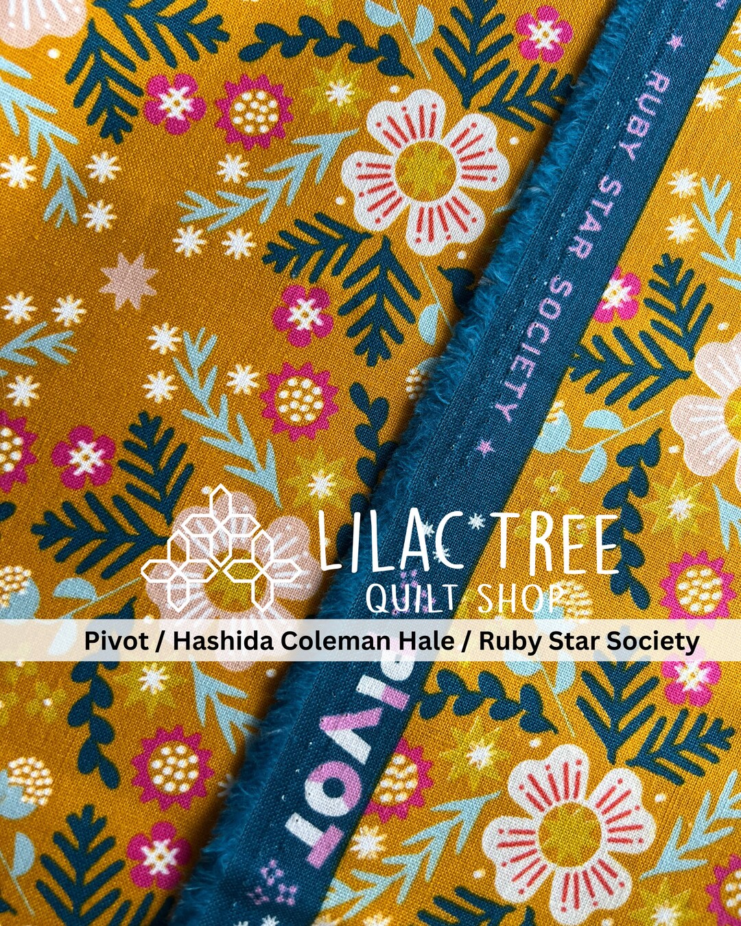 Fabric by HALF YARD Pivot Canvas Linen Wildflowers Goldenrod by Rashida ...