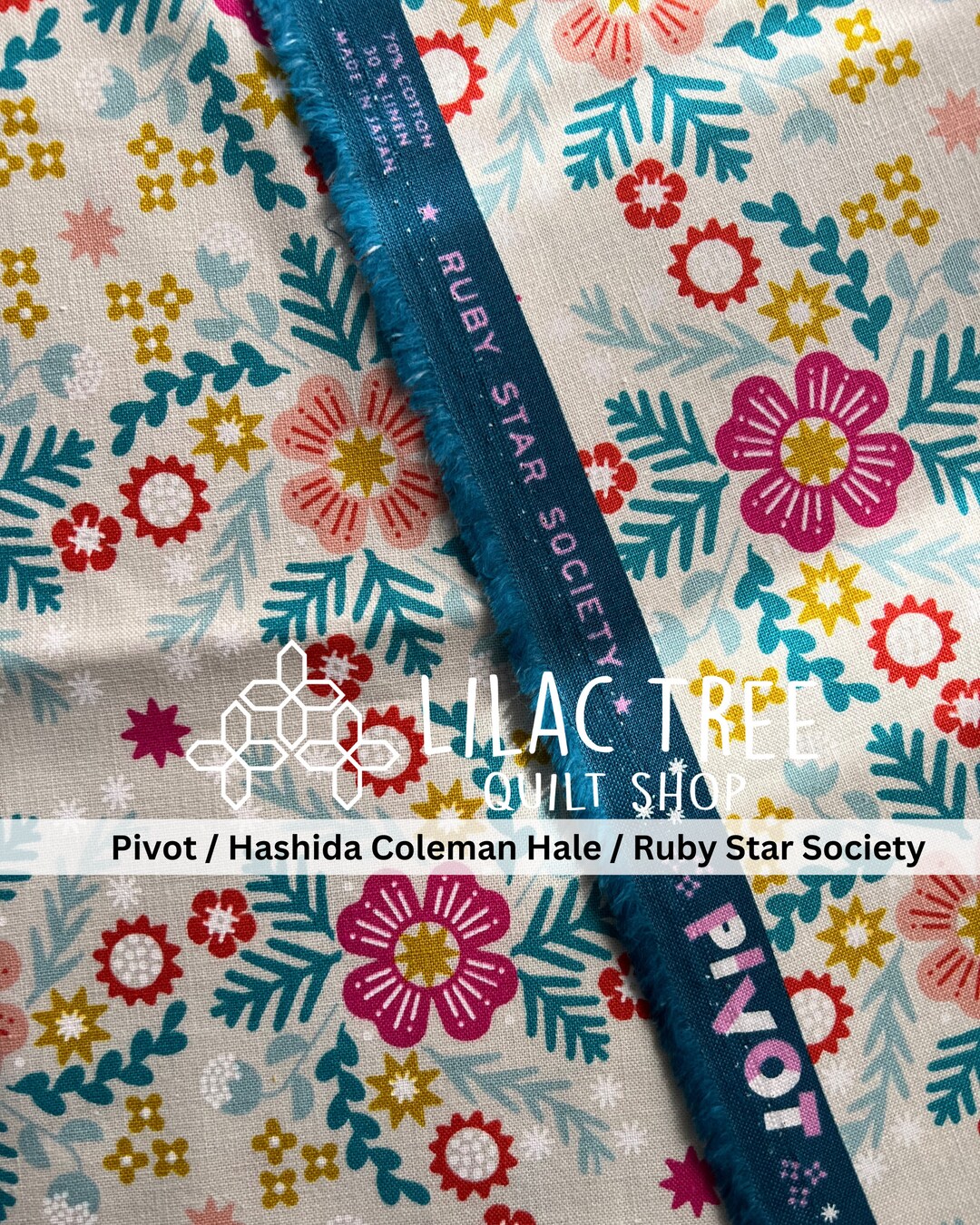 Fabric by HALF YARD Pivot Canvas Linen Wildflower Natural by Rashida ...