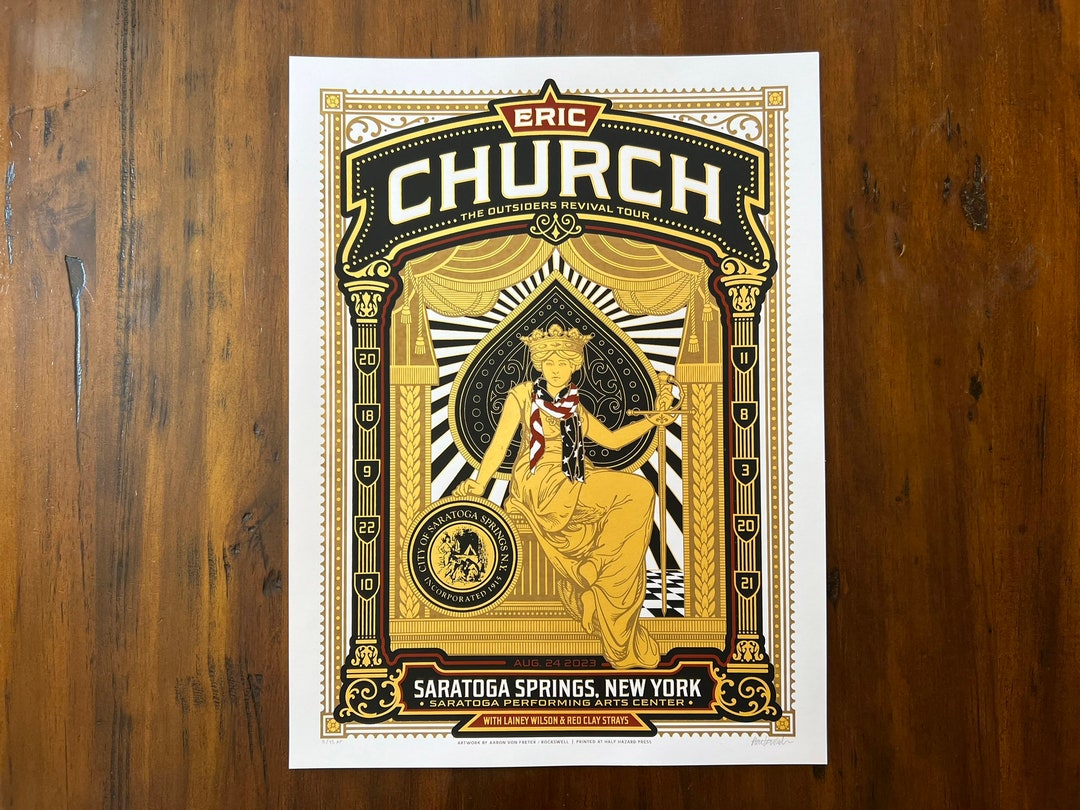 Eric Church Signed Artist Poster Saratoga Springs 2023 - Etsy