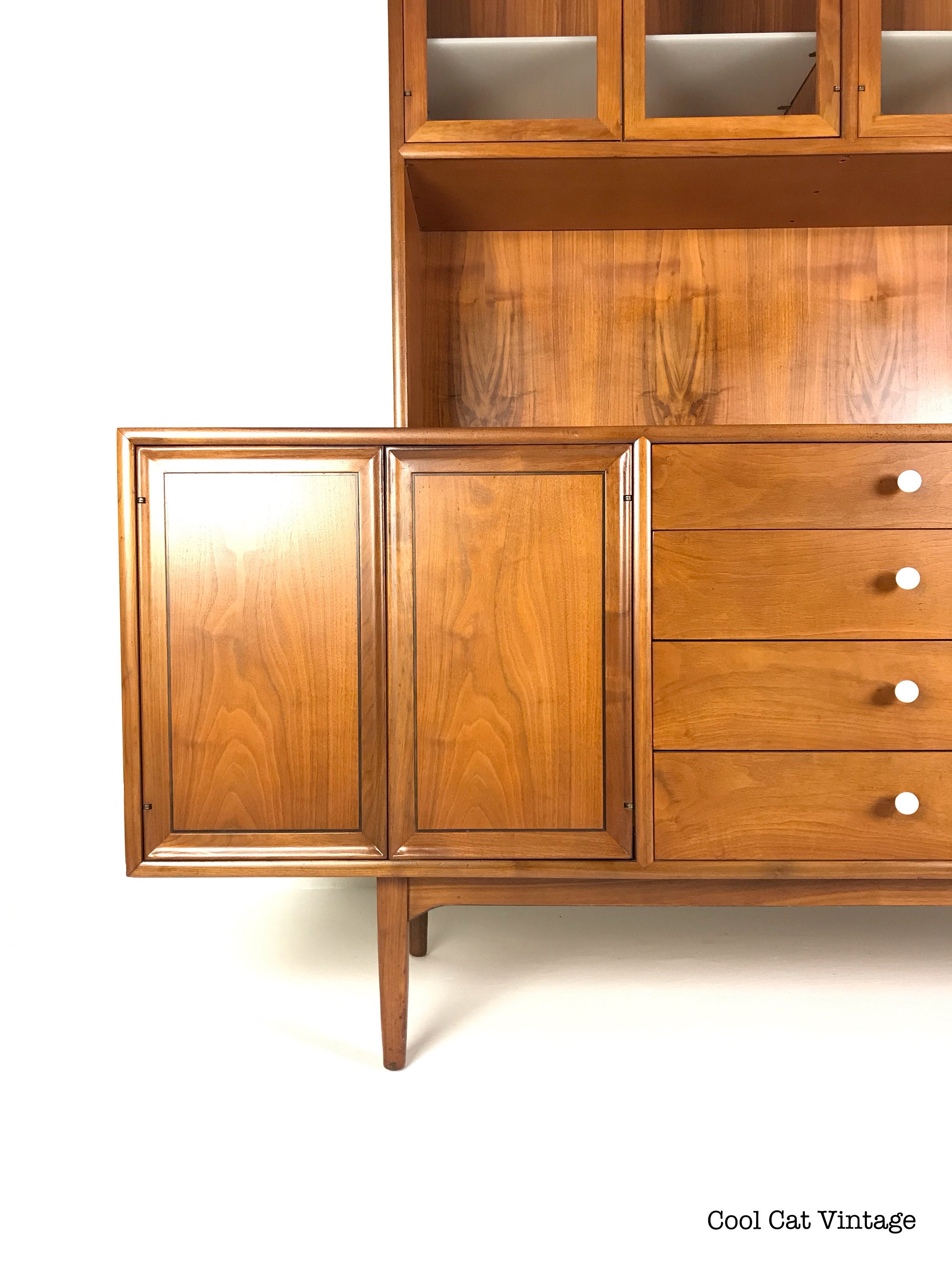 Drexel Declaration Walnut Hutch Designed by Kipp Stewart, Circa 1960's ...