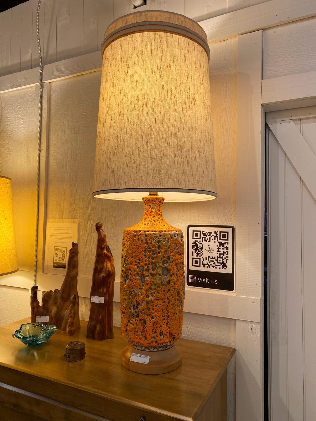Tall Ceramic Lava Glaze Lamp With Original Shade, Circa 1960s please ...