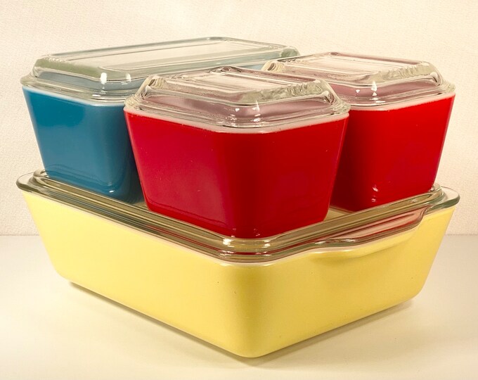 Pyrex Primary Refrigerator Dish Set - Etsy