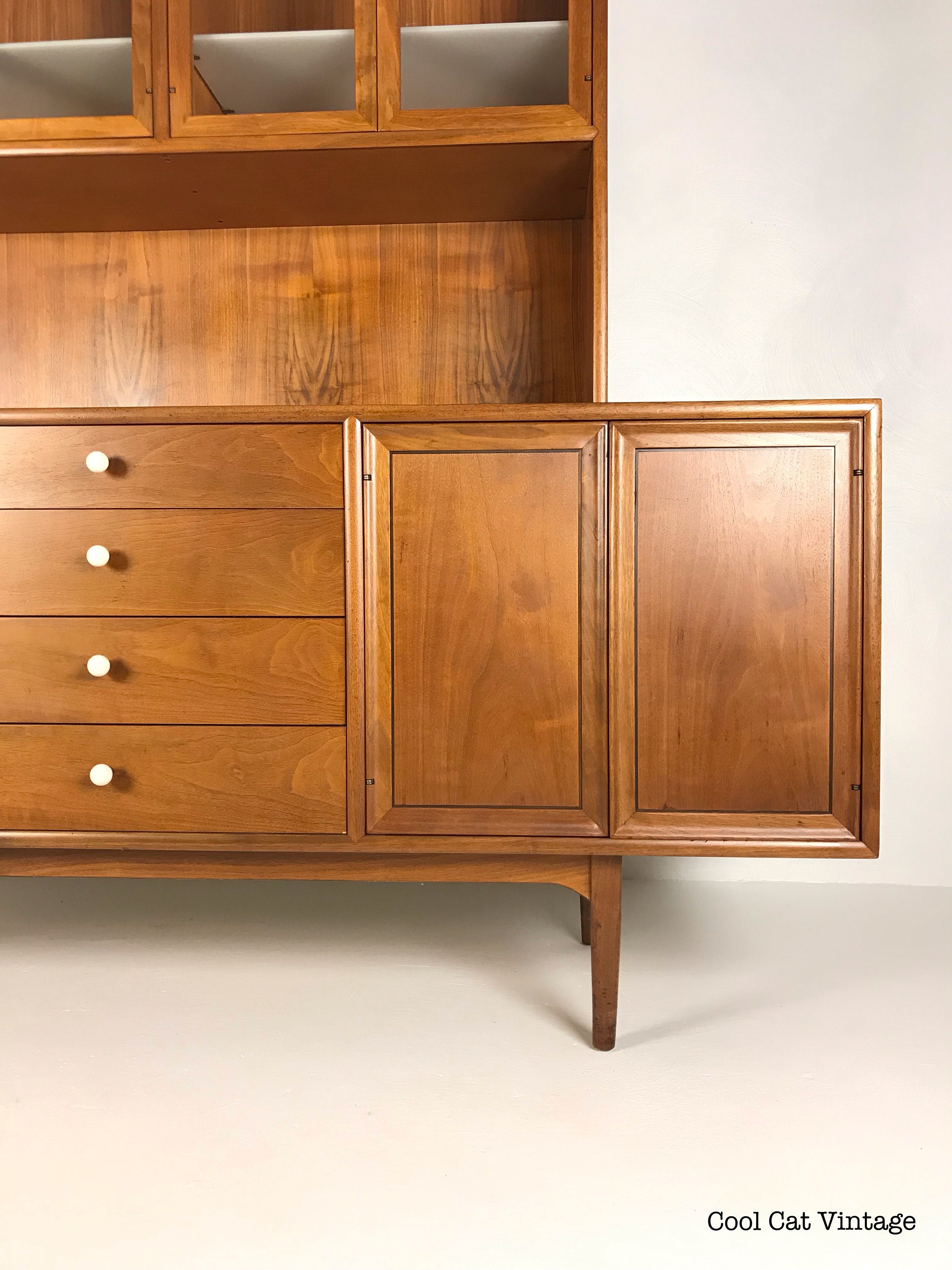Drexel Declaration Walnut Hutch Designed by Kipp Stewart, Circa 1960's ...