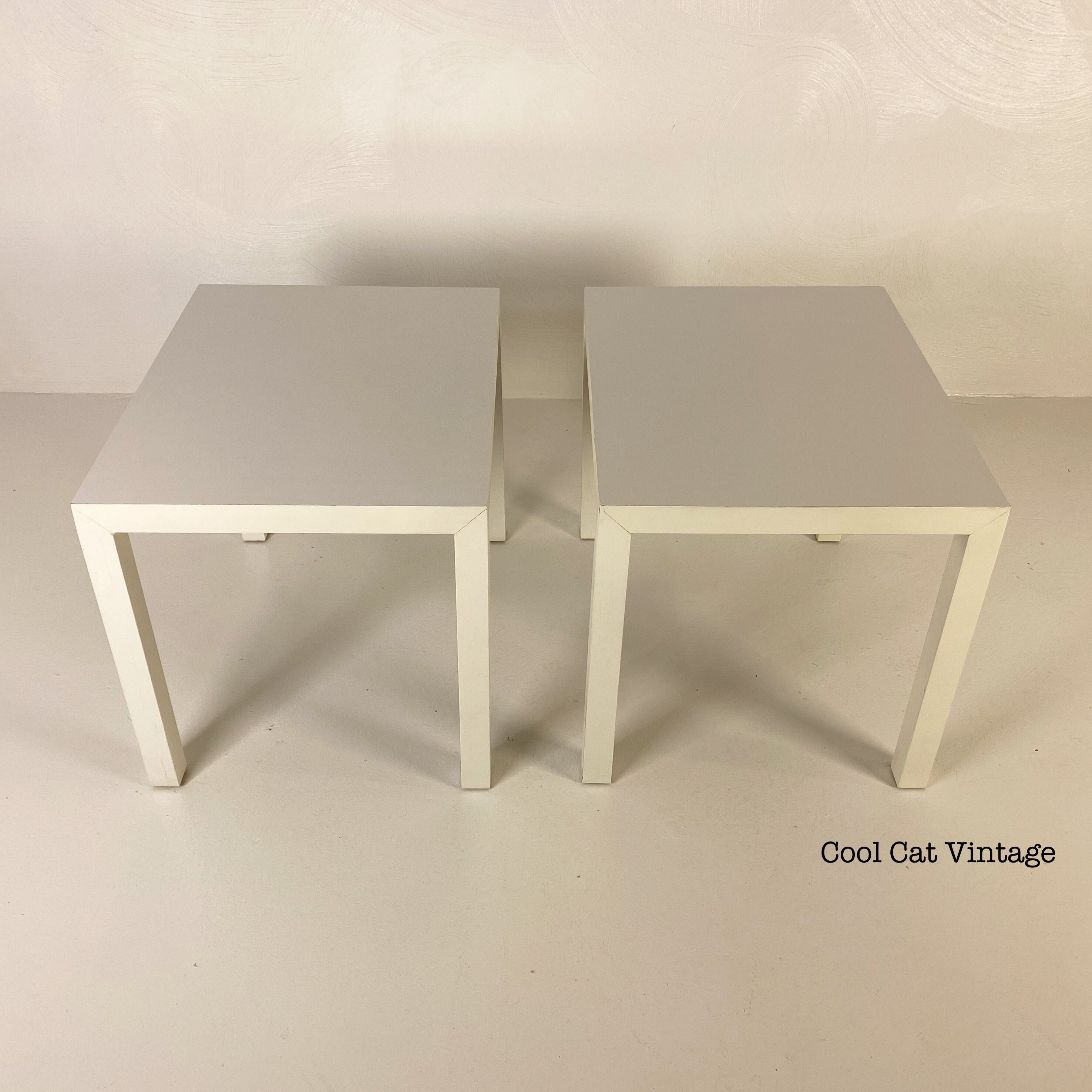Parsons Style Solid Wood End Tables in White by Lane, Circa 1975 ...