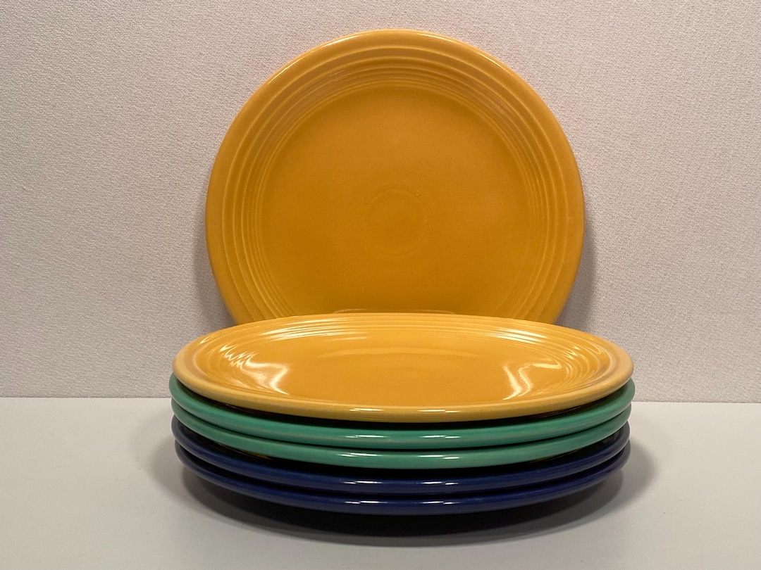 Set of Six Fiesta Salad Plates - Yellow, Green, Cobalt - Etsy