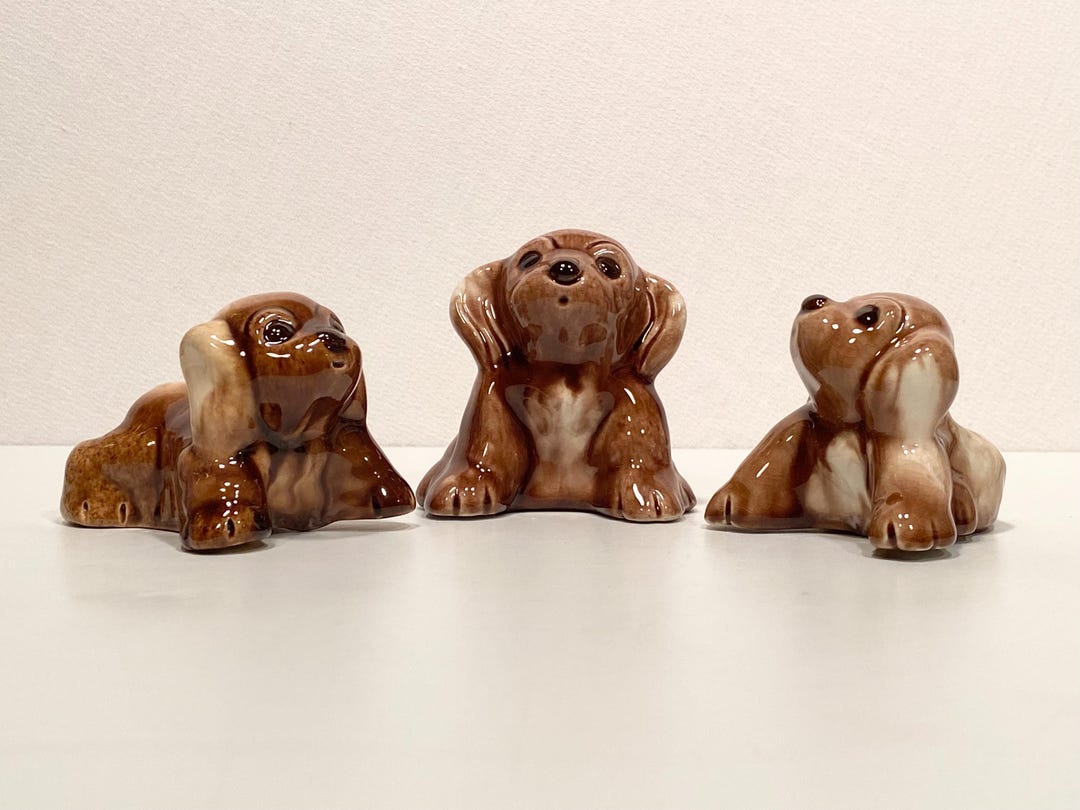 Set of 3 Small Ceramic Dog Figurines - Etsy