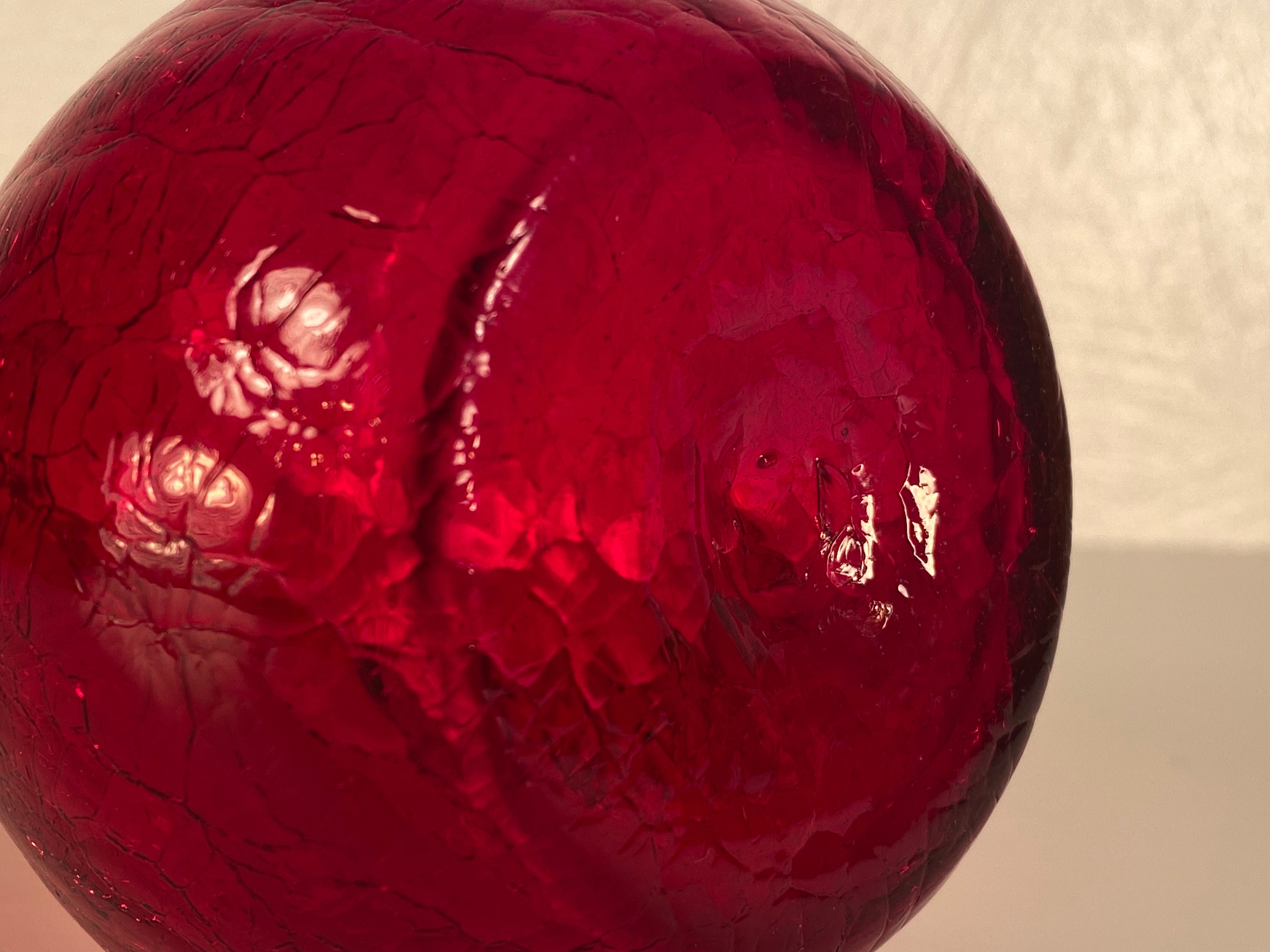 Vintage Red Crackle Glass Vase