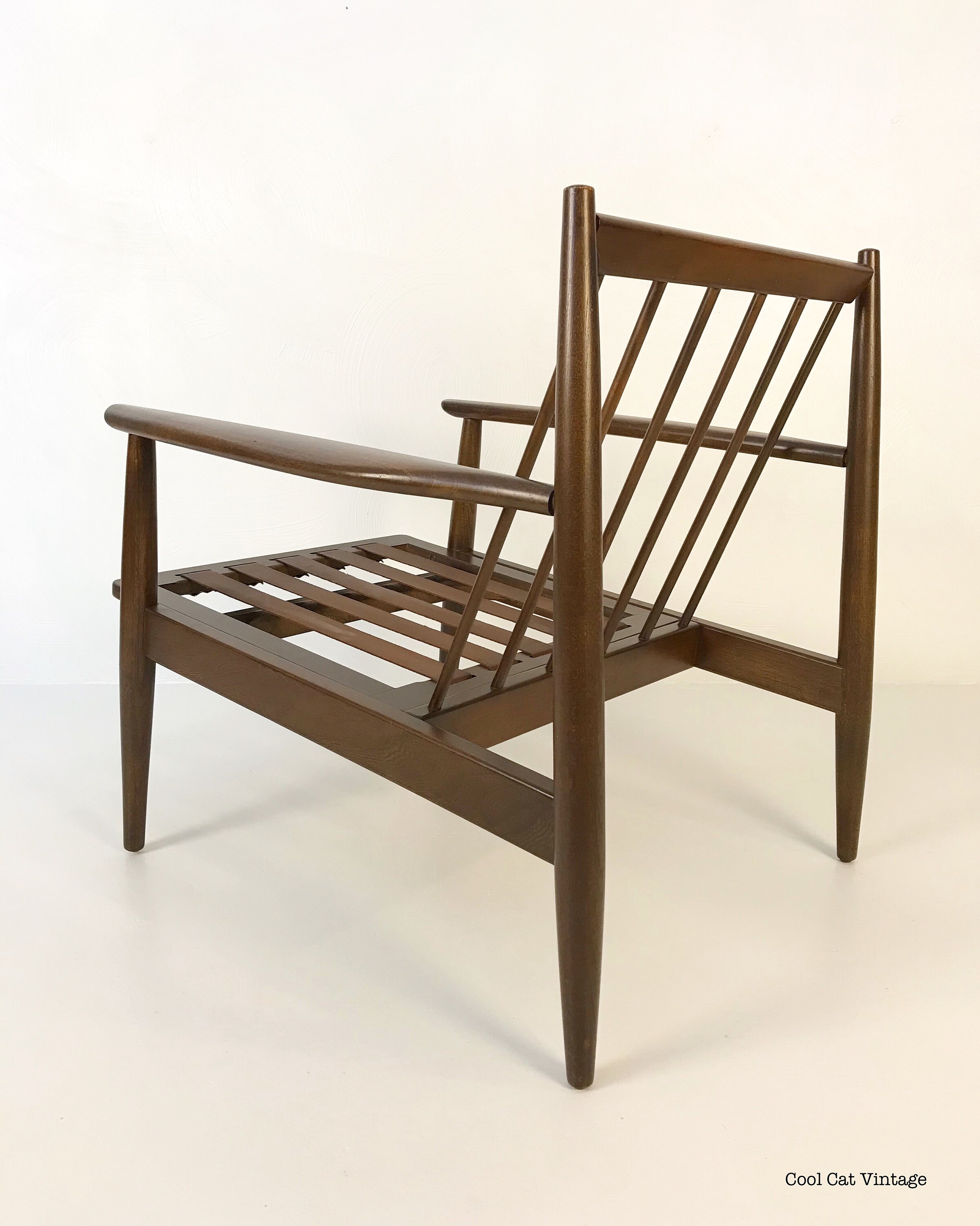 Walnut Low Back Lounge Chair by Baumritter, C. 1960's (Frame Only ...