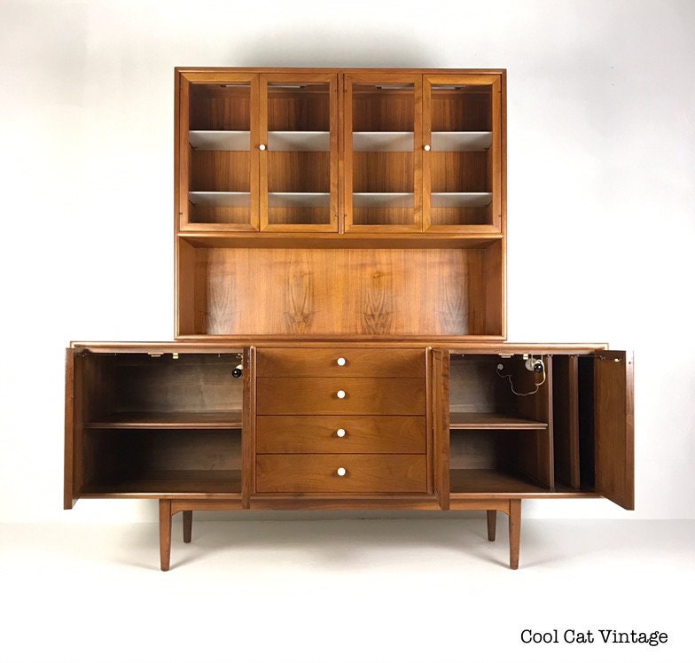 Drexel Declaration Walnut Hutch Designed by Kipp Stewart, Circa 1960's ...