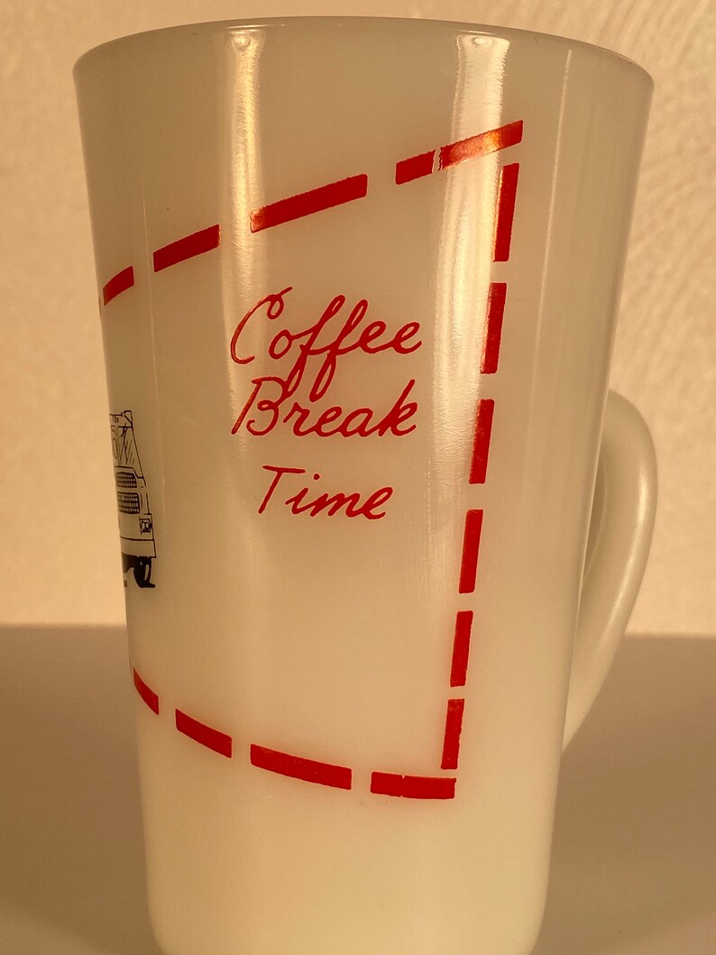 Tall Milk Glass Coffee Break Time Trucker Mugs | Etsy
