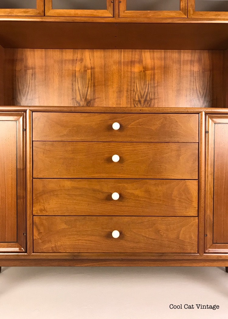 Drexel Declaration Walnut Hutch Designed by Kipp Stewart, Circa 1960's ...