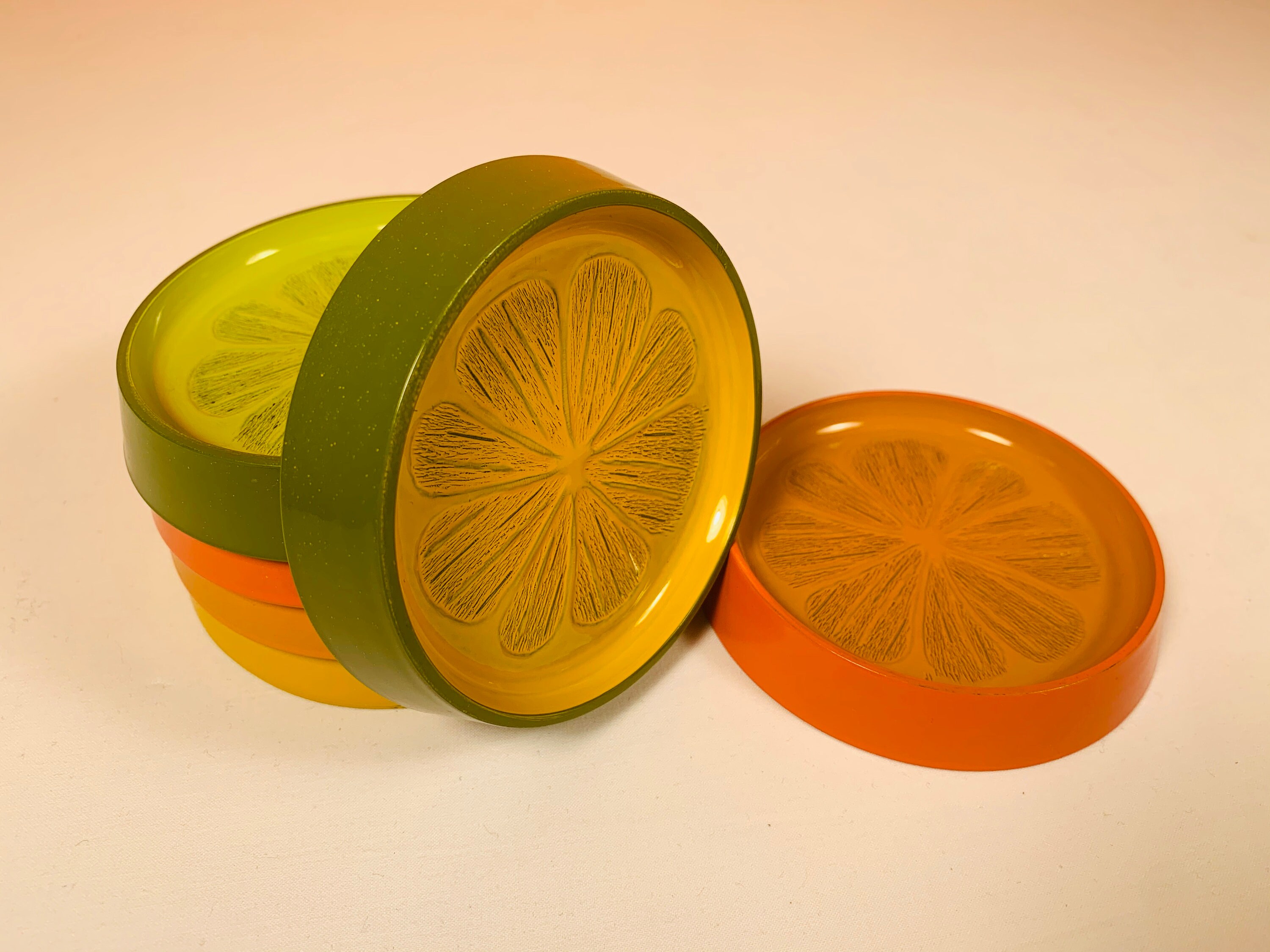 Set of Six Vintage Citrus Coasters - Japan