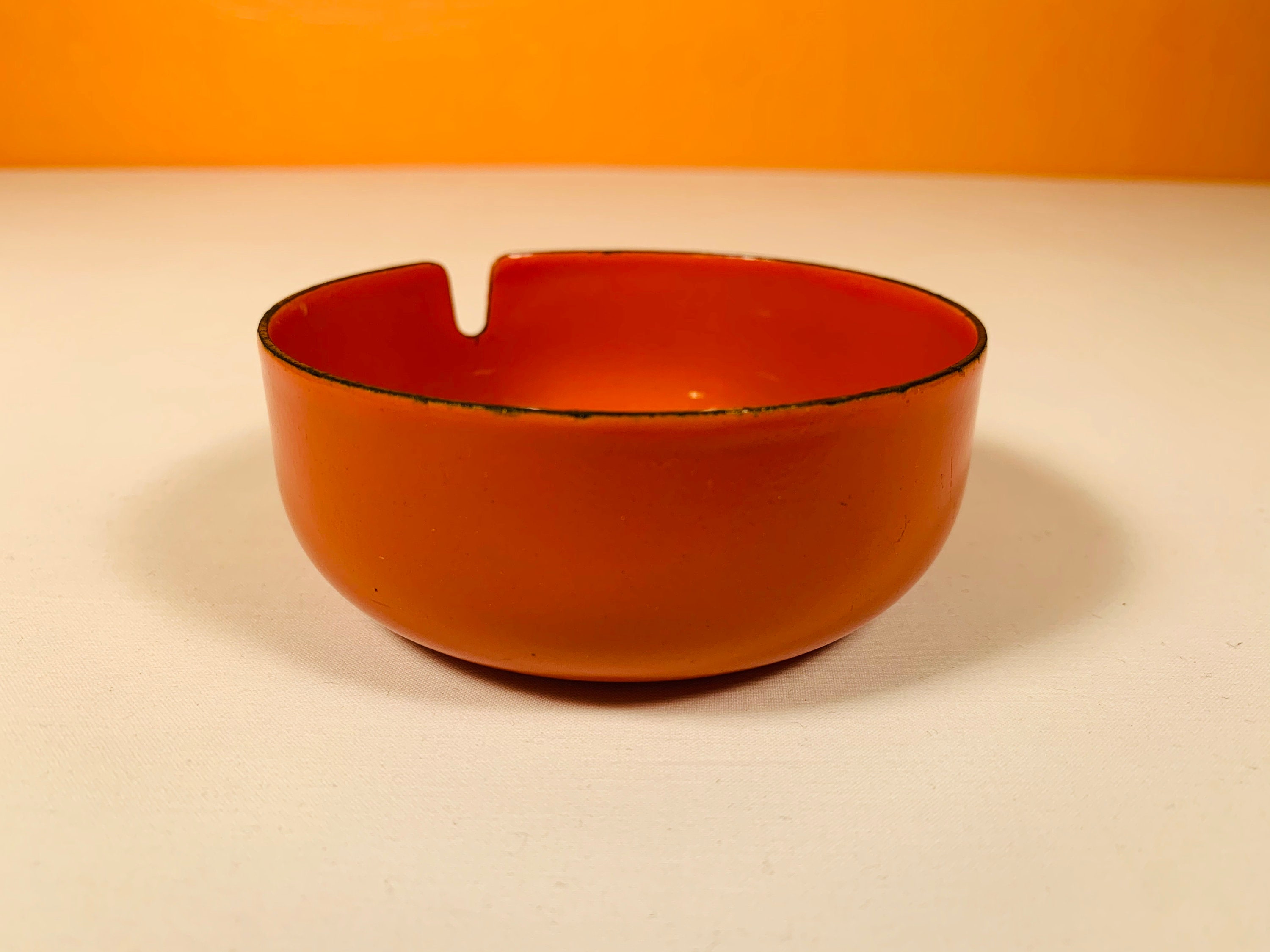 Orange Porcelain Enamel Ashtray - Japan