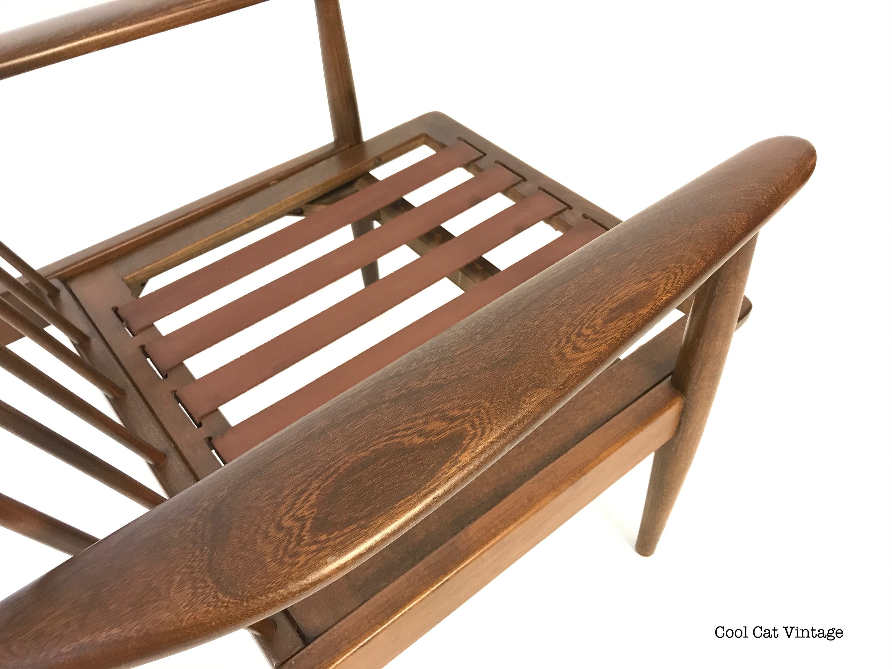 Walnut High Back Lounge Chair by Baumritter, C. 1960's (Frame Only ...