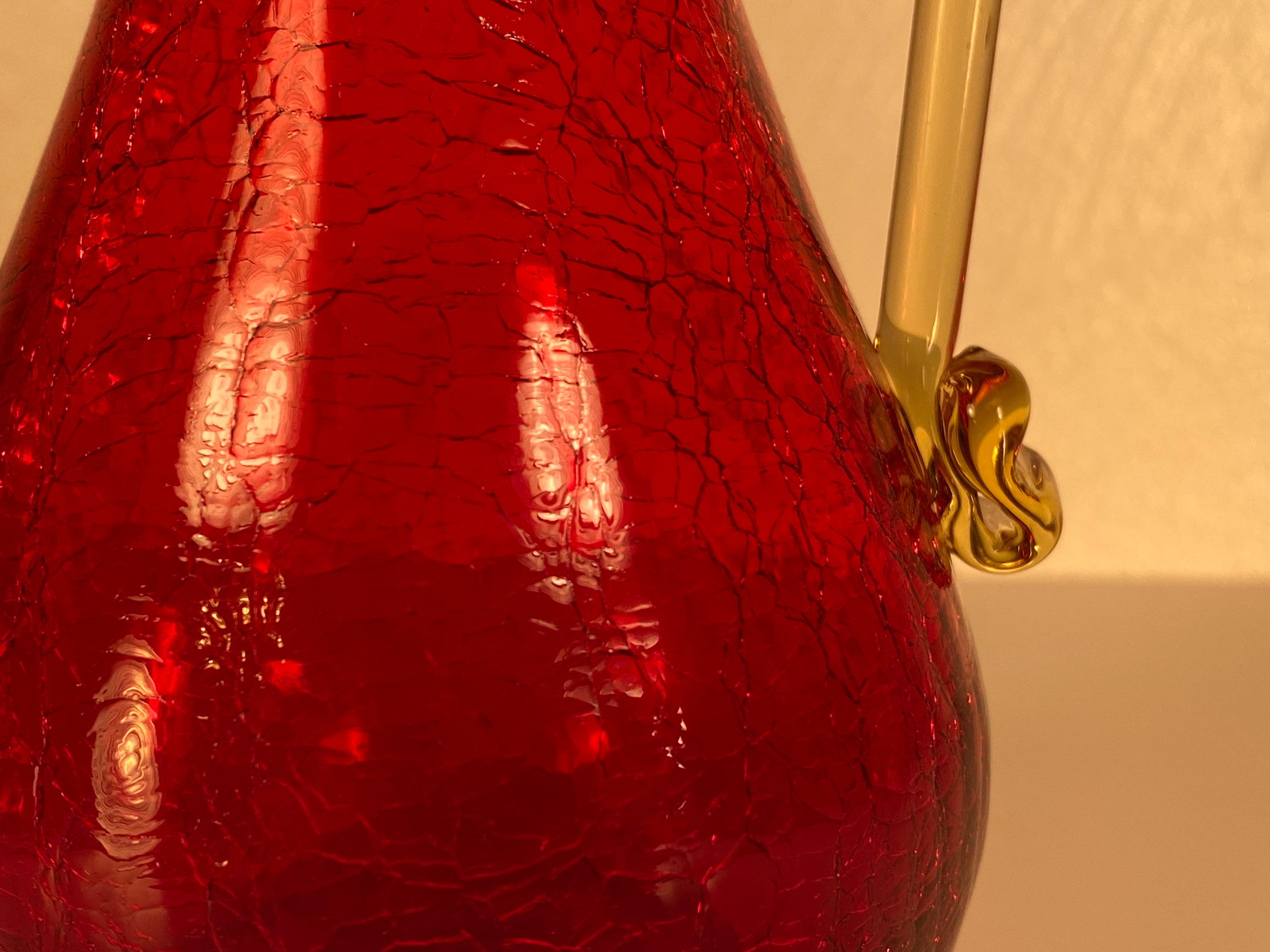Vintage Red Crackle Glass Vase