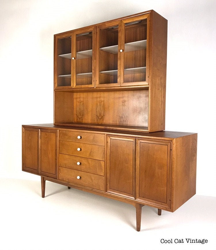 Drexel Declaration Walnut Hutch Designed by Kipp Stewart, Circa 1960's ...