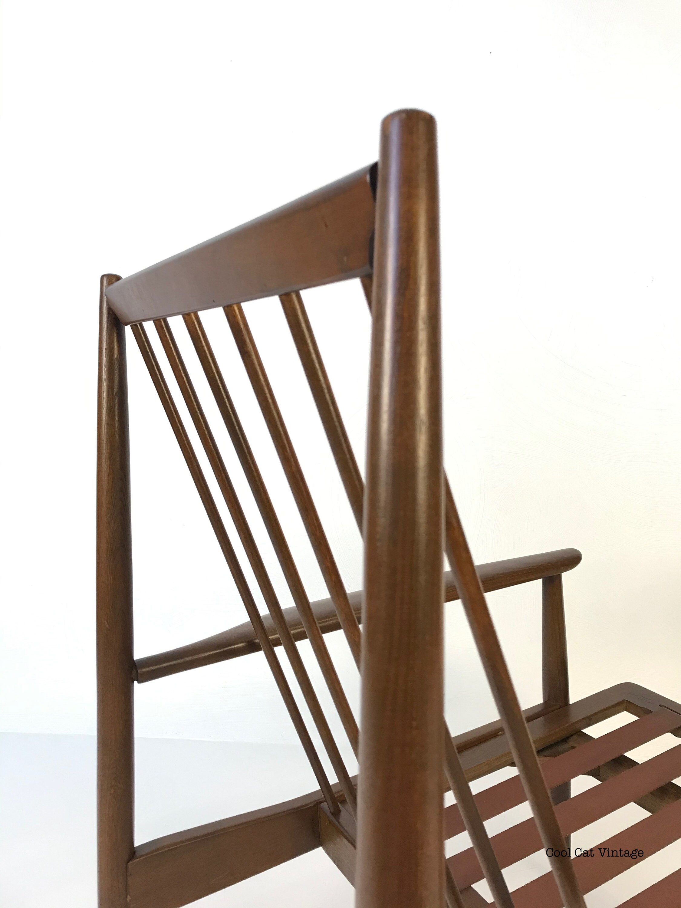 Walnut High Back Lounge Chair by Baumritter, C. 1960's (Frame Only ...