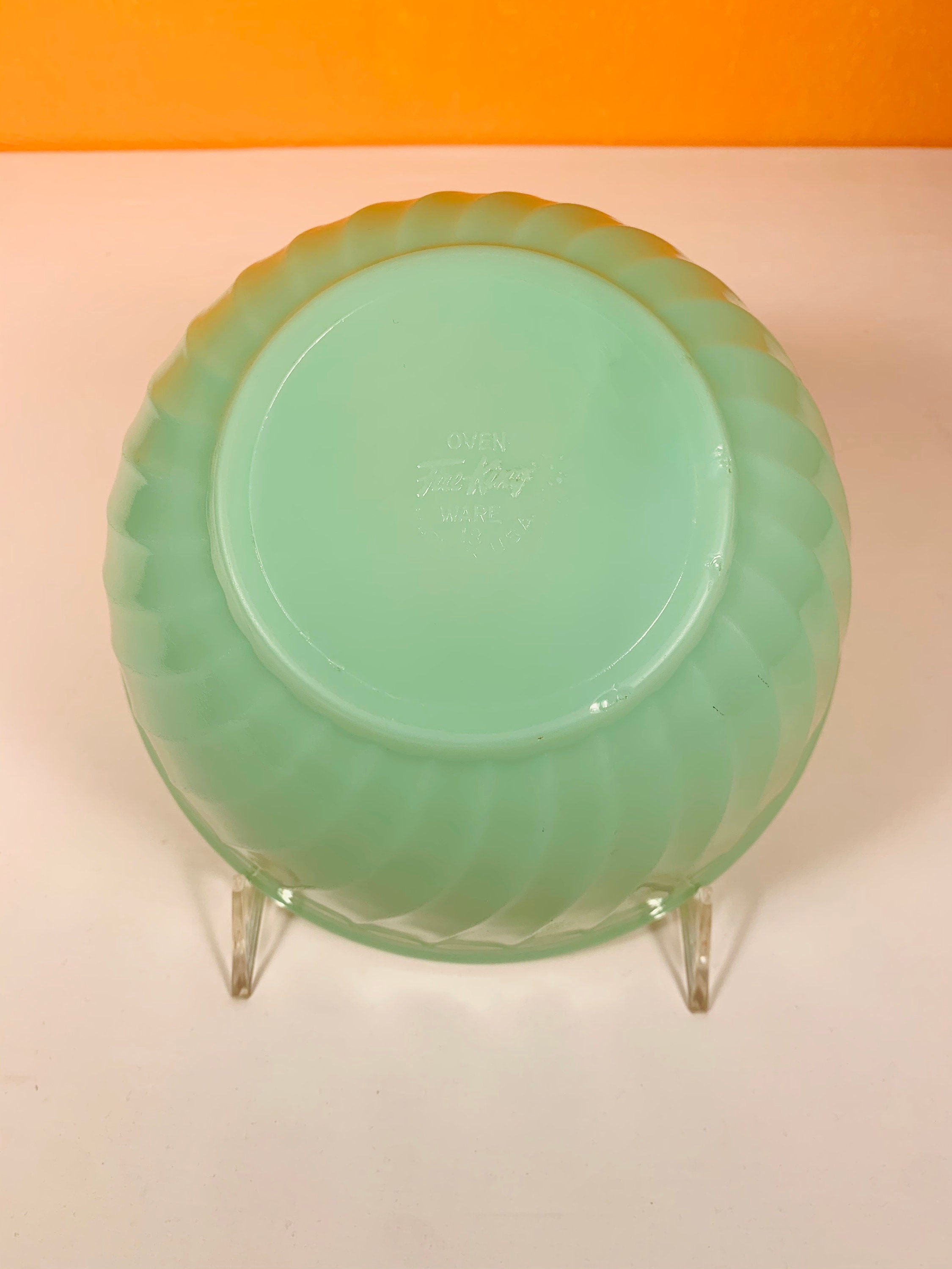 Fire King Jade-ite 8 Swirl Mixing Bowl