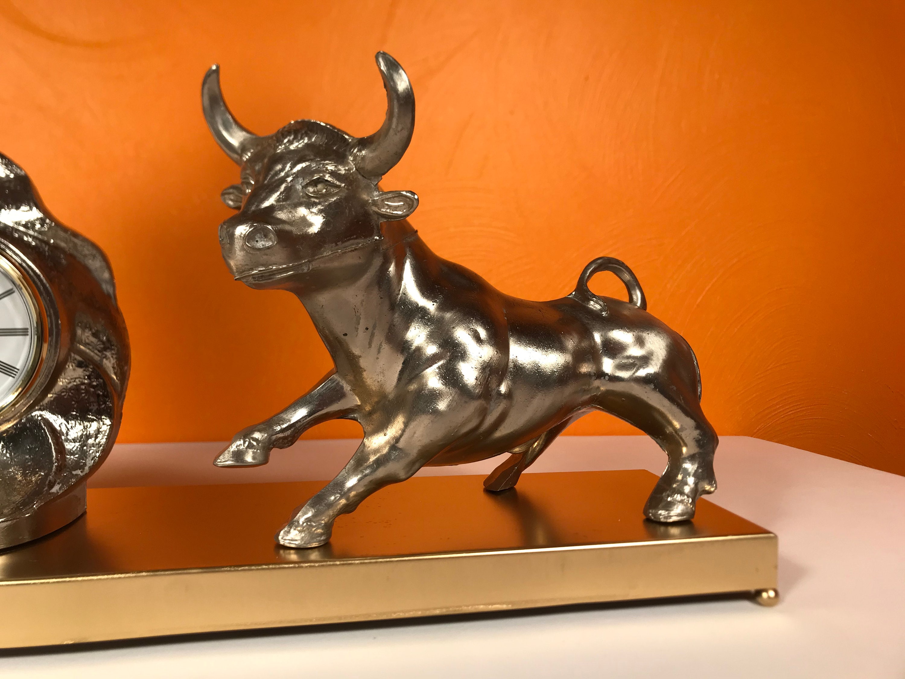 Mid Century Modern Mantle Clock - Matador and Bull