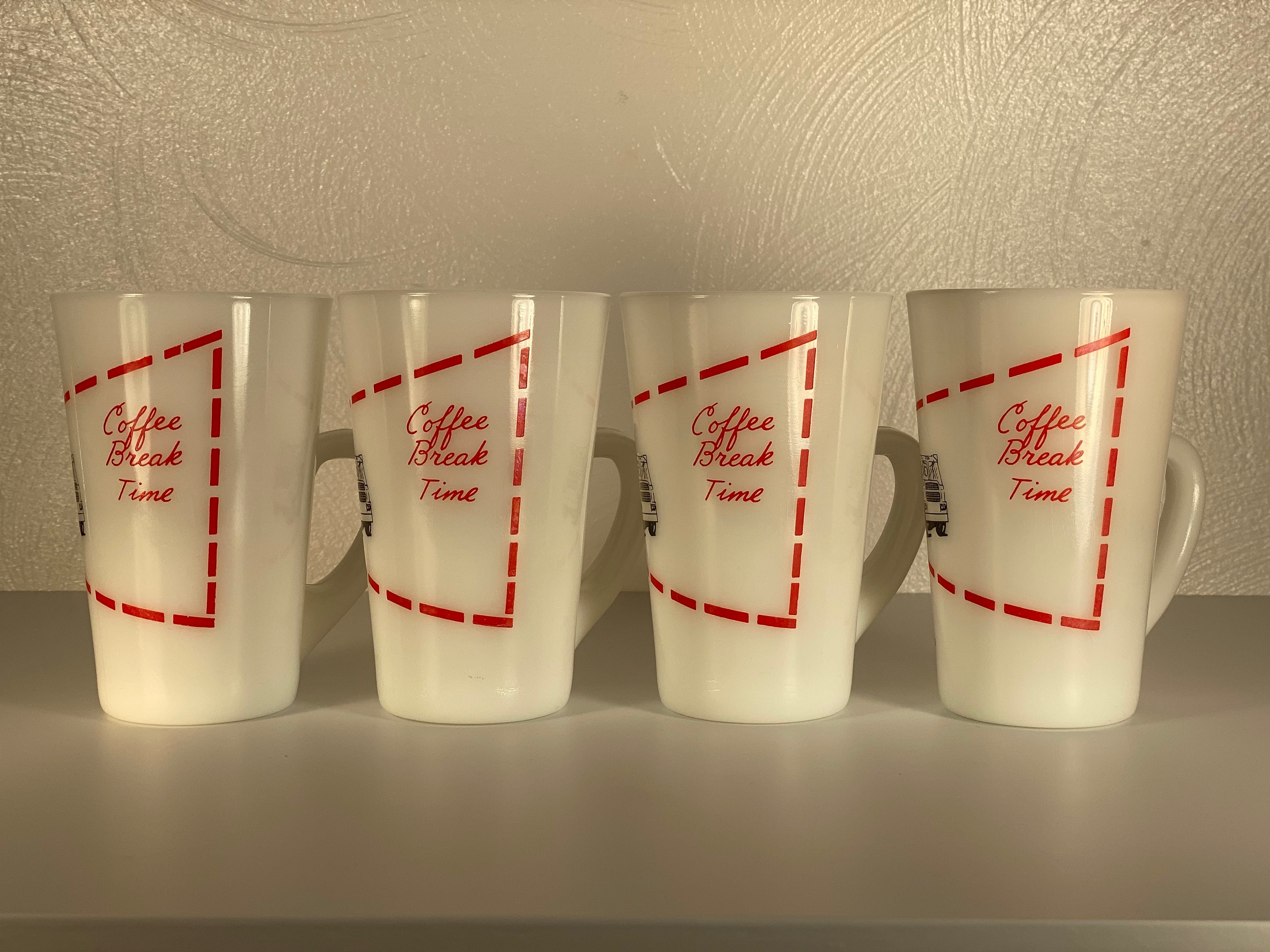 Tall Milk Glass Coffee Break Time Trucker Mugs | Etsy