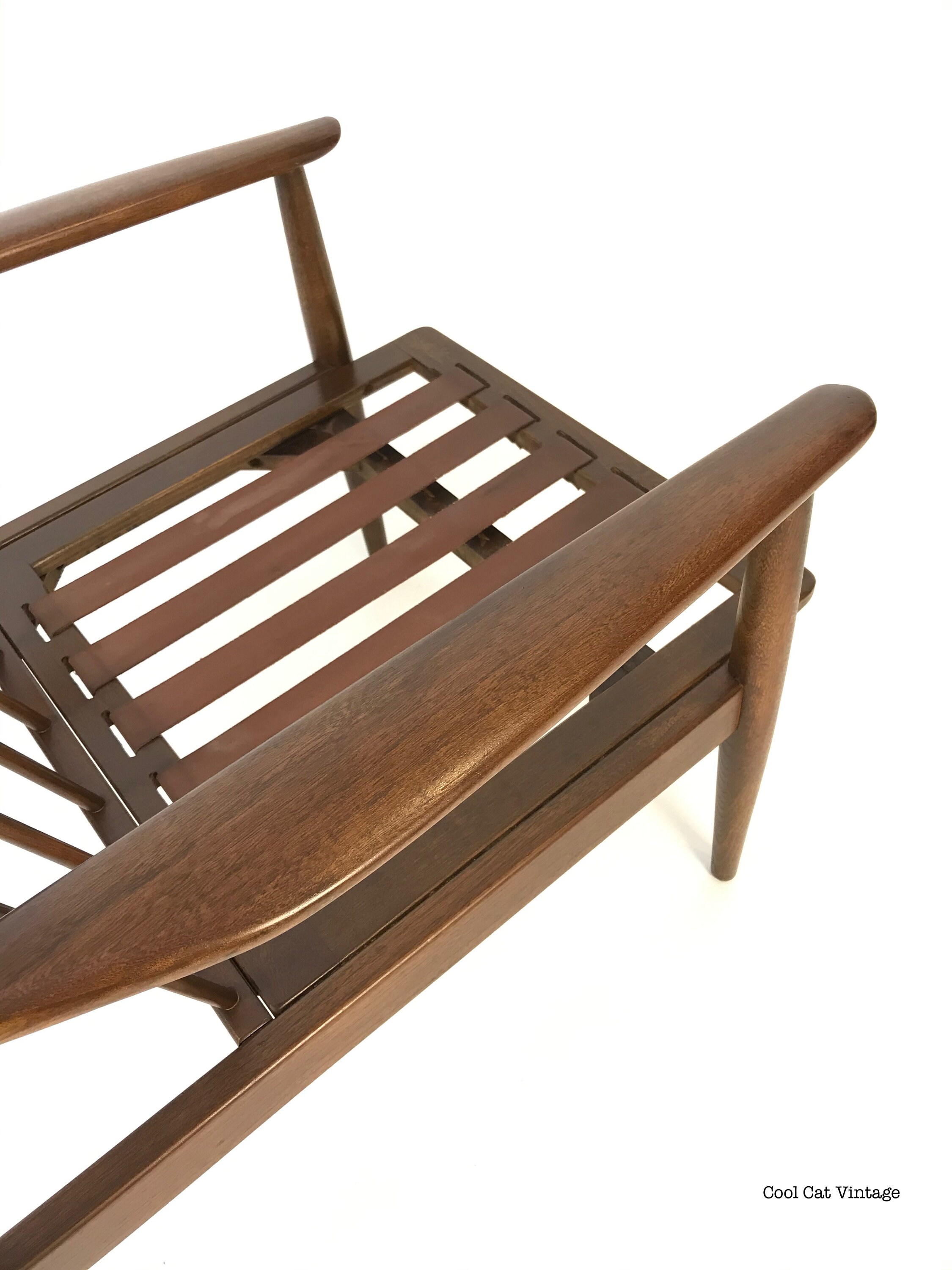 Walnut Low Back Lounge Chair by Baumritter, C. 1960's (Frame Only ...