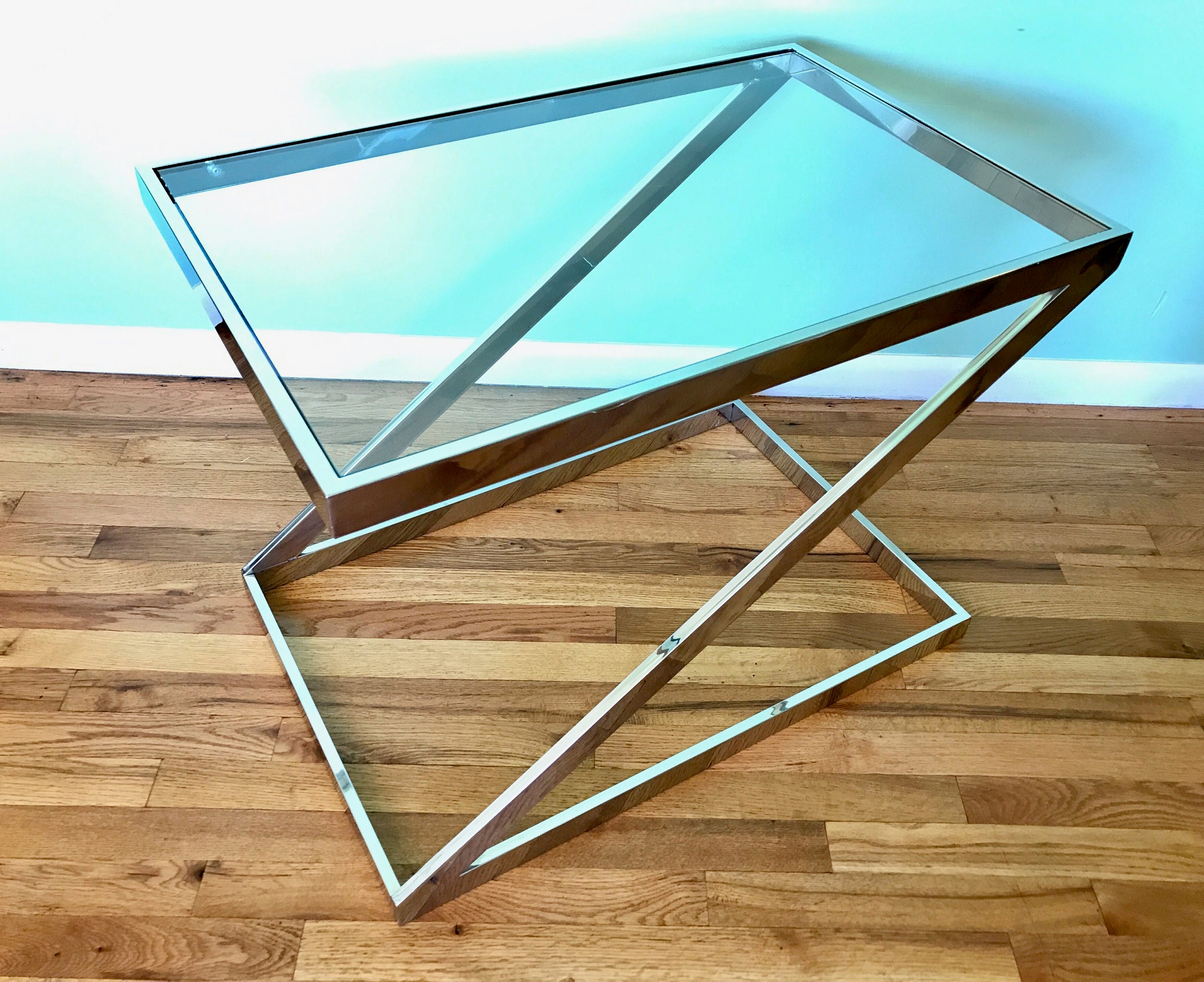 Milo Baughman Chrome Z End Table