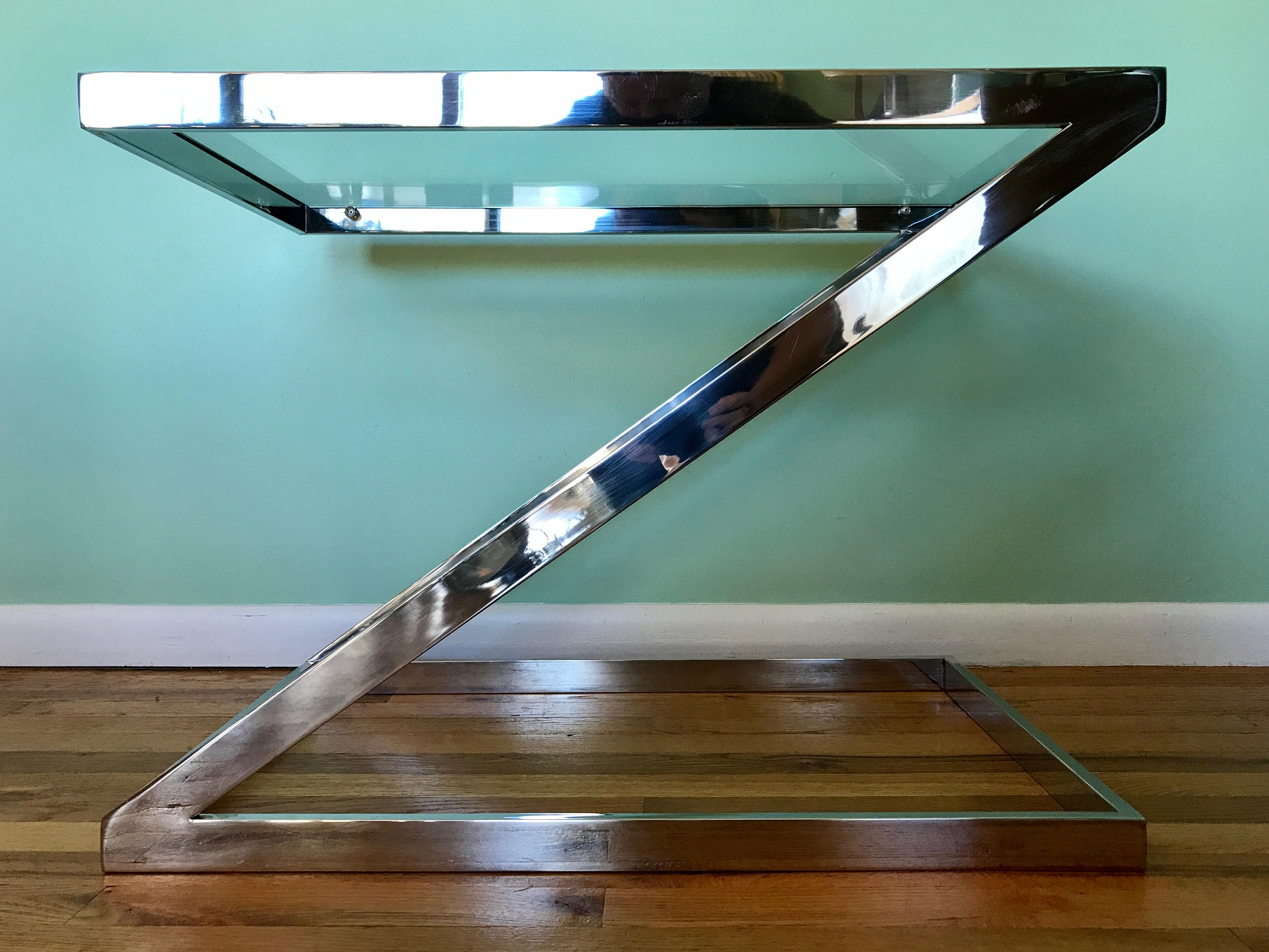 Milo Baughman Chrome Z End Table