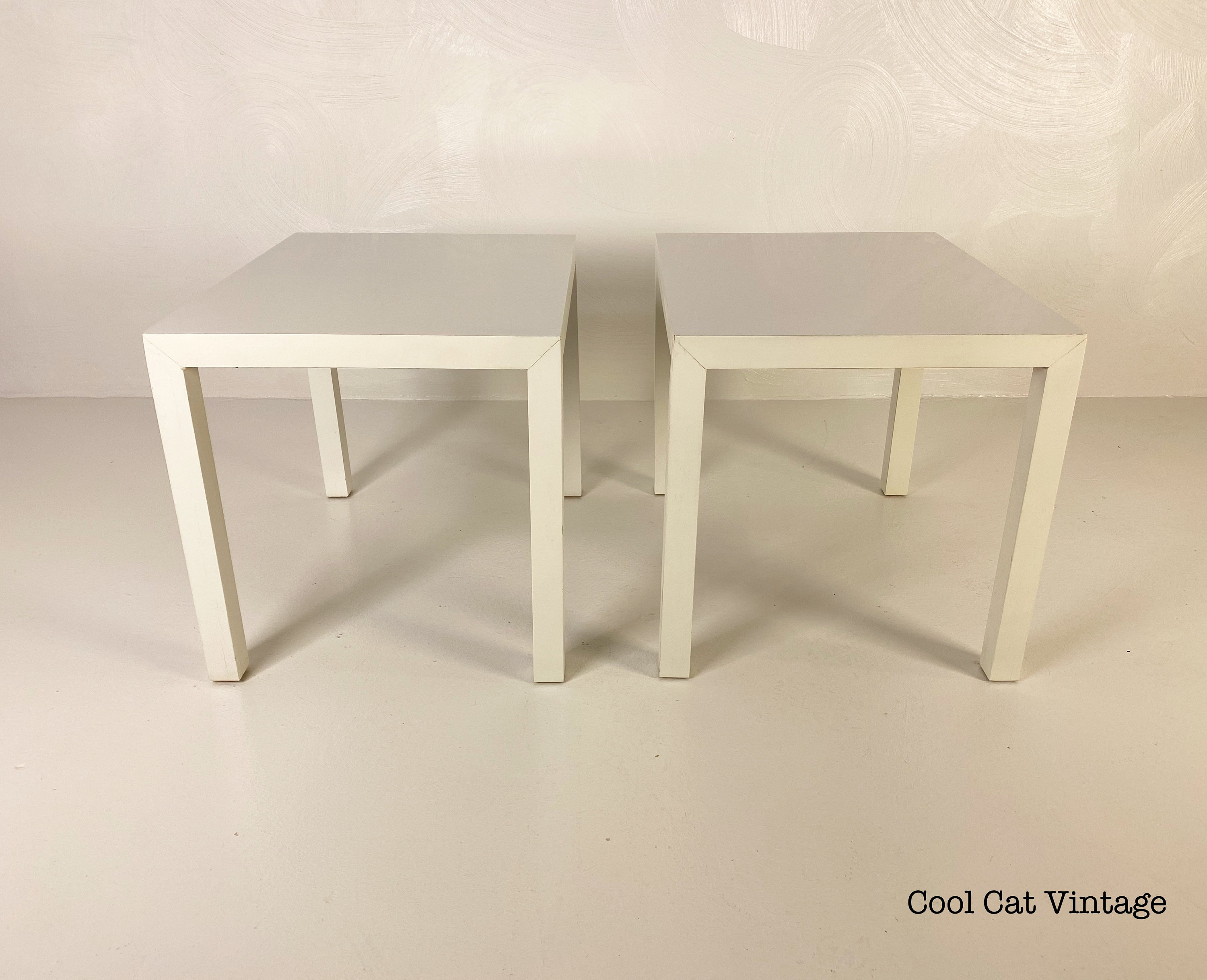 Parsons Style Solid Wood End Tables in White by Lane, Circa 1975 ...
