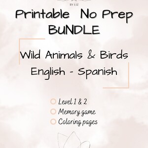 Wild Animals and Birds Printable Flashcards English-spanish Bundle ...