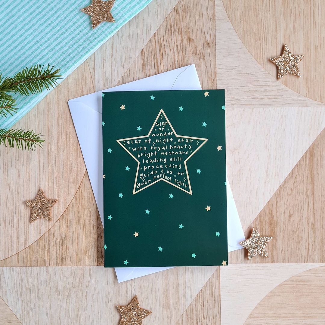 Star Christmas Card Hand Drawn Design Star of Wonder Christmas Carol ...