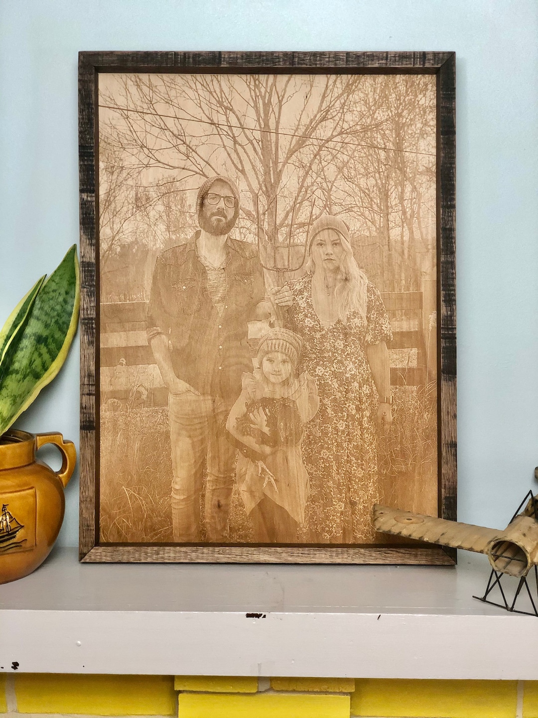 Framed Wood Photo / Engraved Photo on Wood / Custom Wood Photo ...
