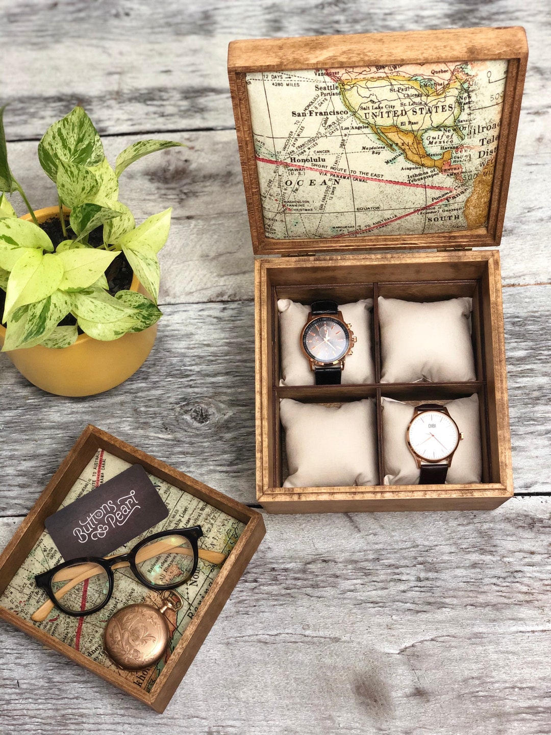 Sale / Watch Box / 4 Watch / Compartments / Valet Tray / Watch ...