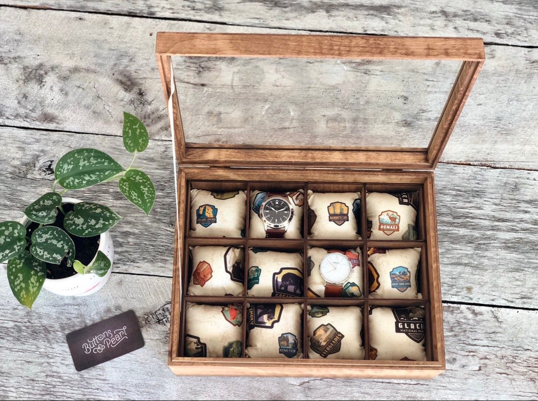 Watch Box / Glass Top / Watch Case / Compartments / Watch Storage ...